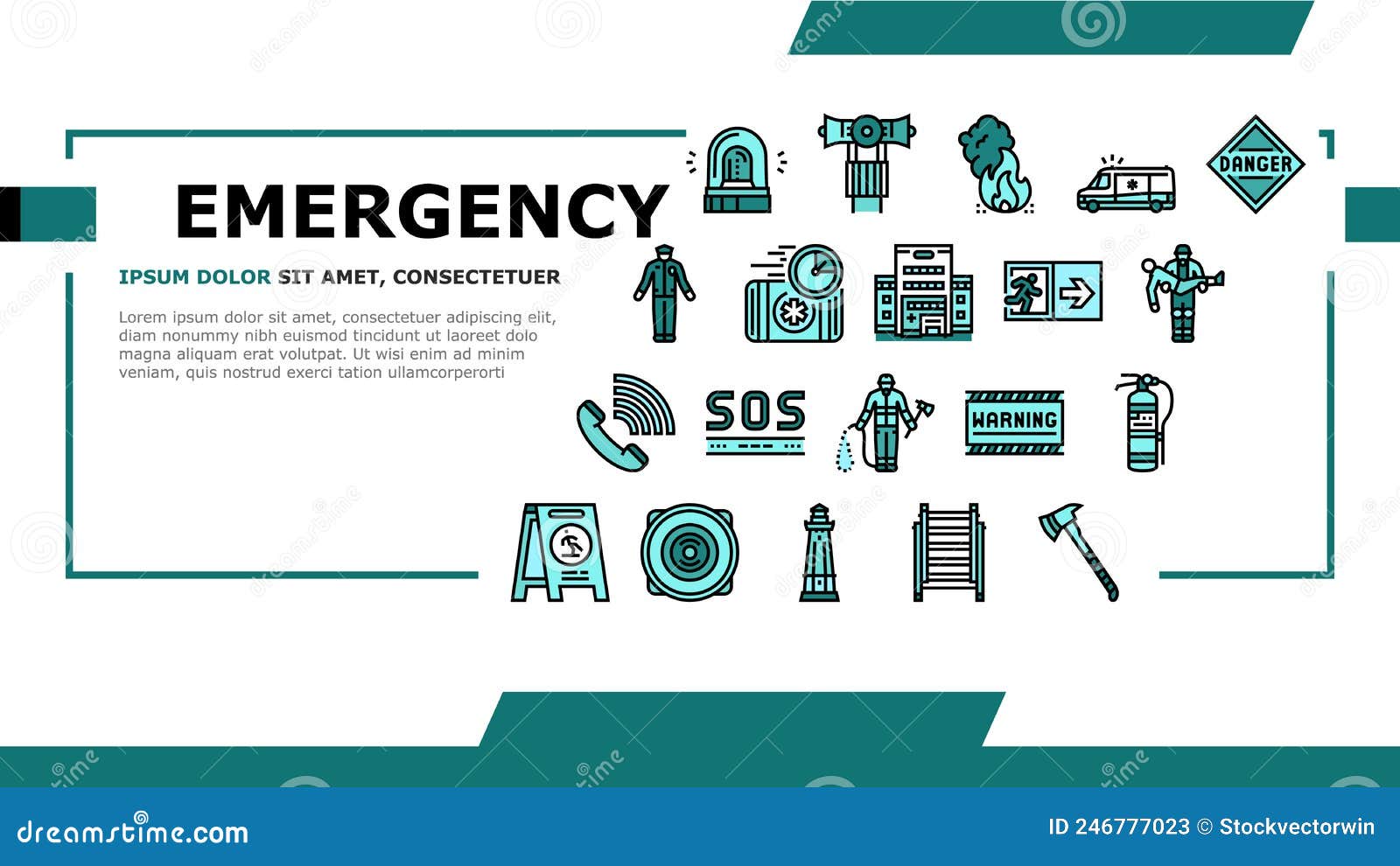 Emergency Helping in Accident Landing Header Vector Stock Illustration ...