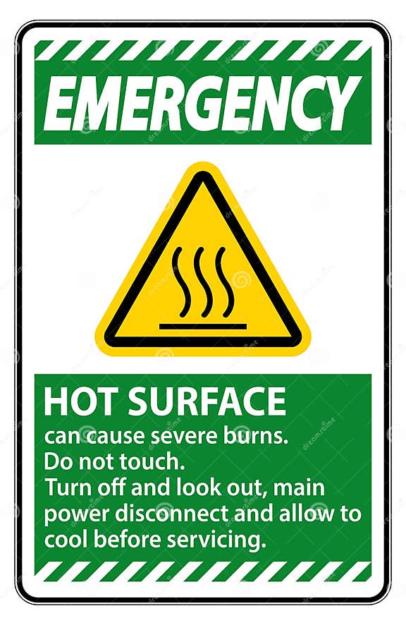 Emergency Hot Surface Sign on White Background Stock Vector ...