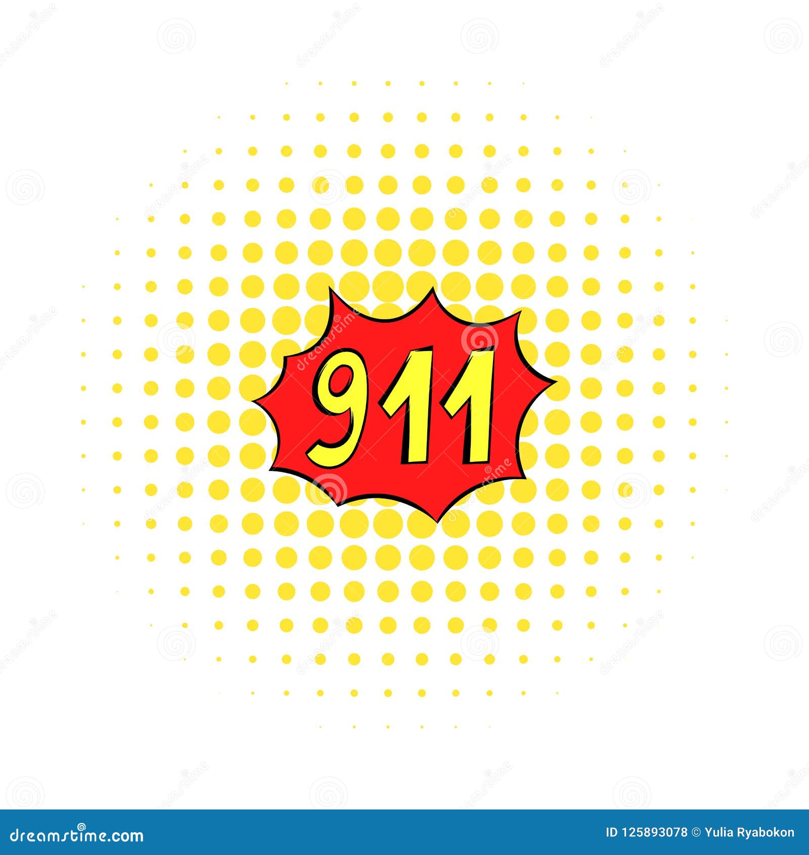 Emergency 911 Icon, Comics Style Stock Illustration - Illustration of ...
