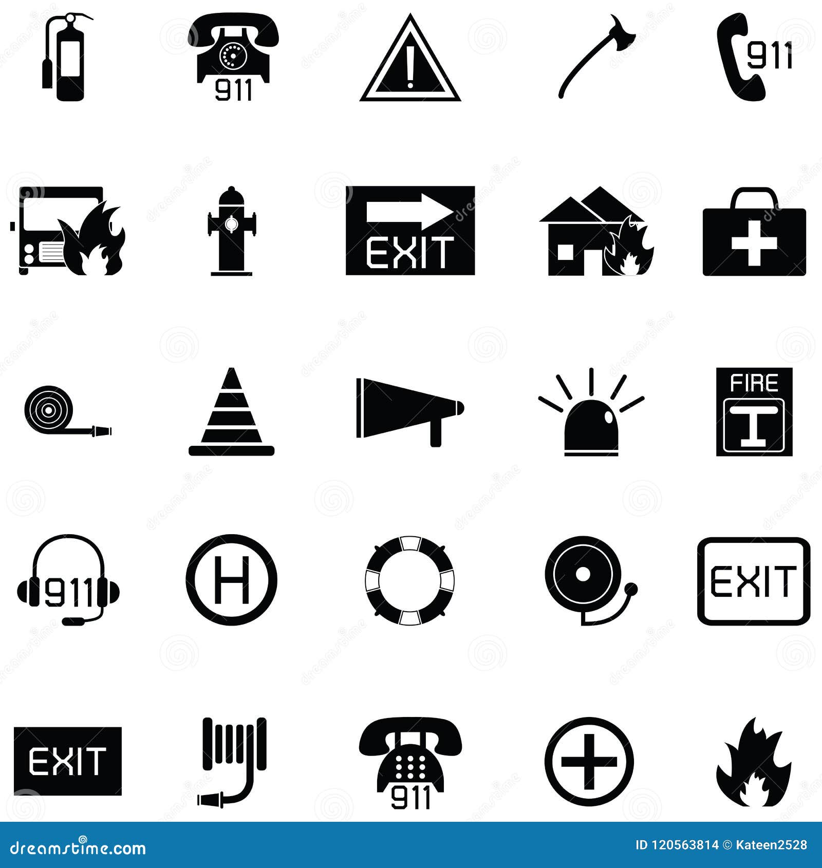 Emergency icon set stock vector. Illustration of door - 120563814