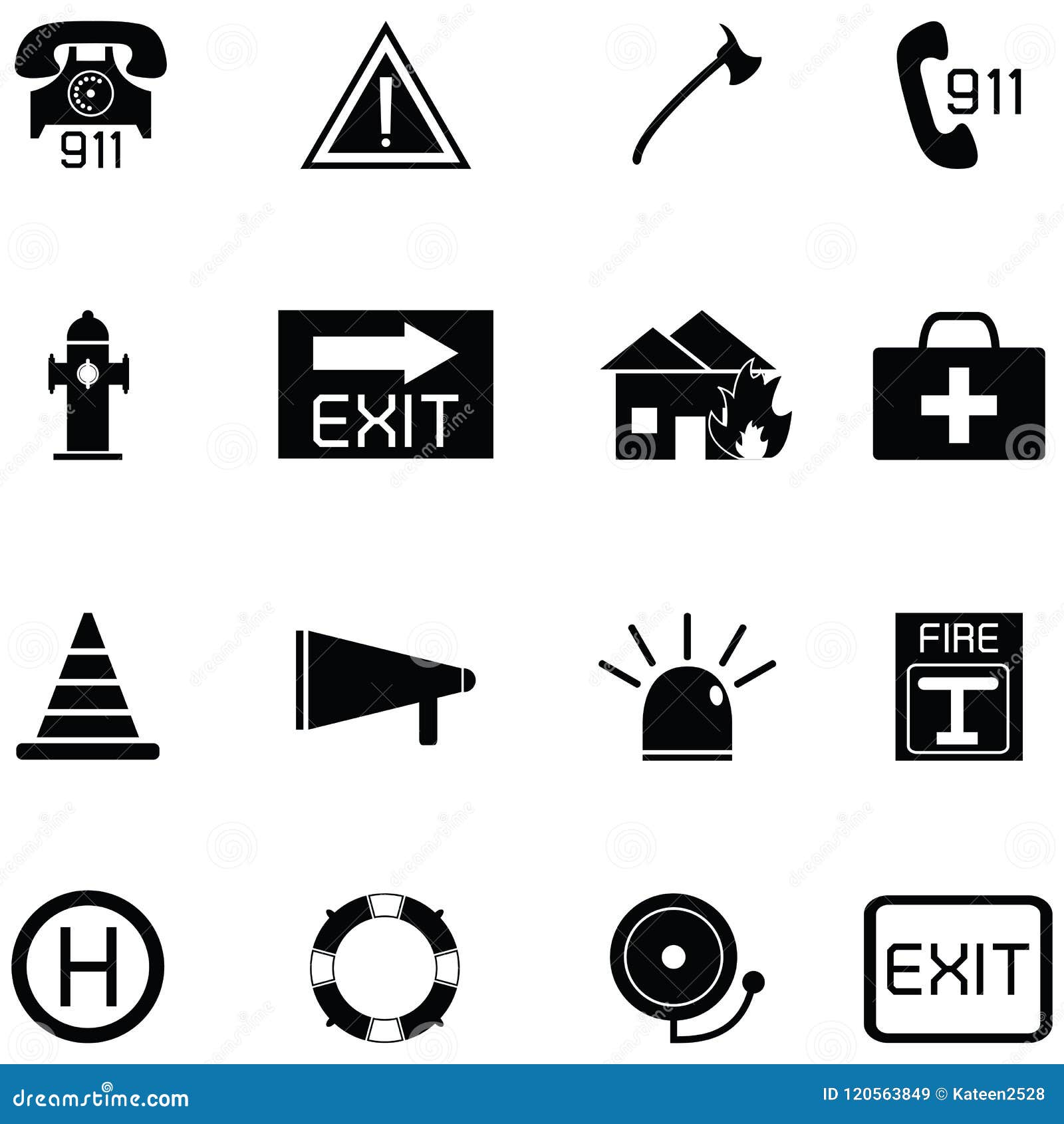Emergency icon set stock vector. Illustration of sign - 120563849