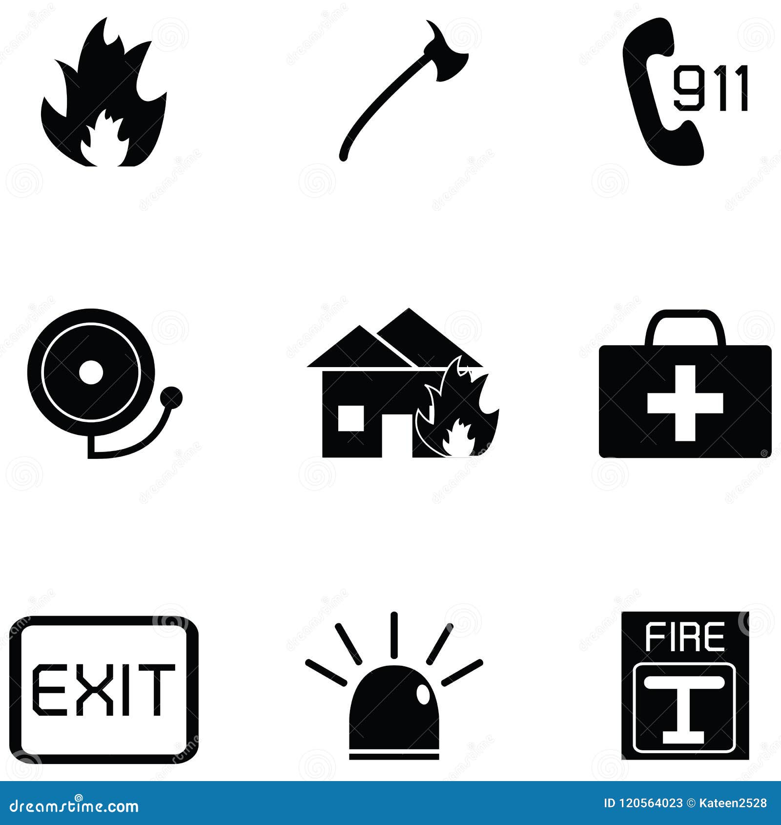 Emergency icon set stock vector. Illustration of exit - 120564023