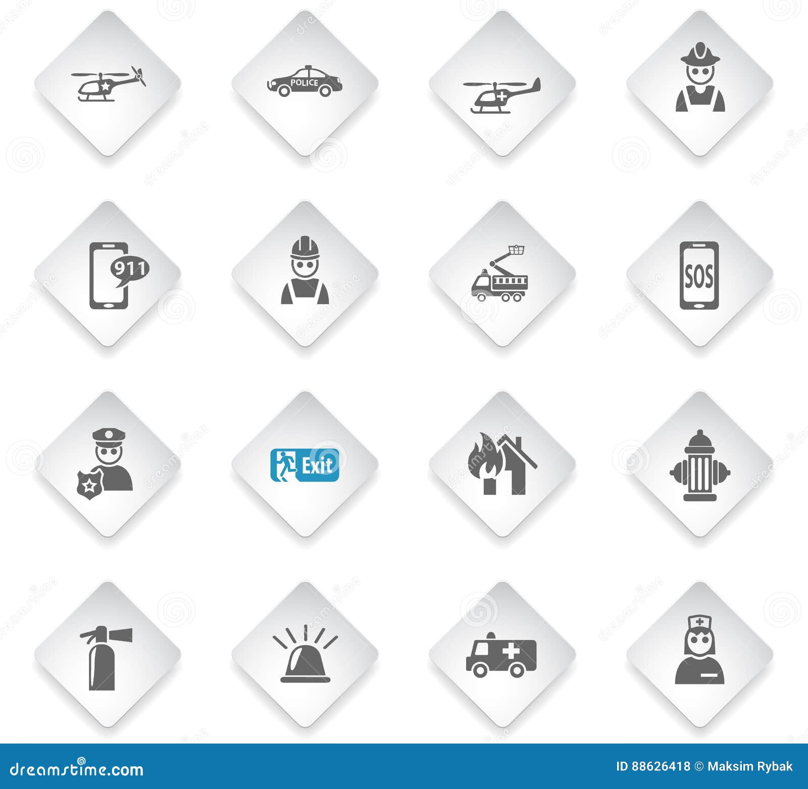 Emergency icon set stock illustration. Illustration of exit - 88626418
