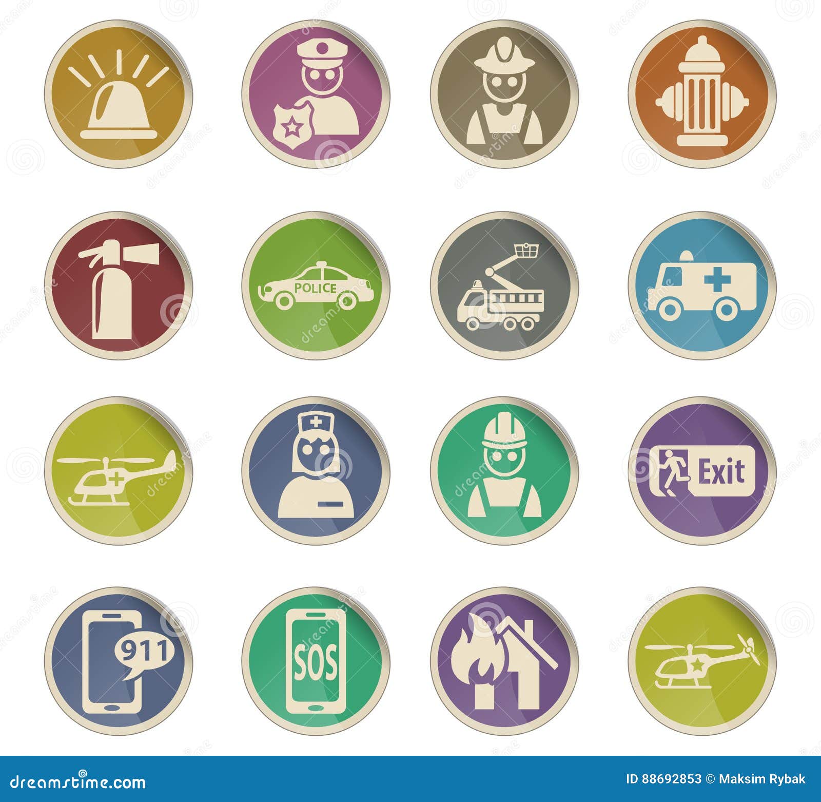 Emergency icon set stock illustration. Illustration of emergency - 88692853