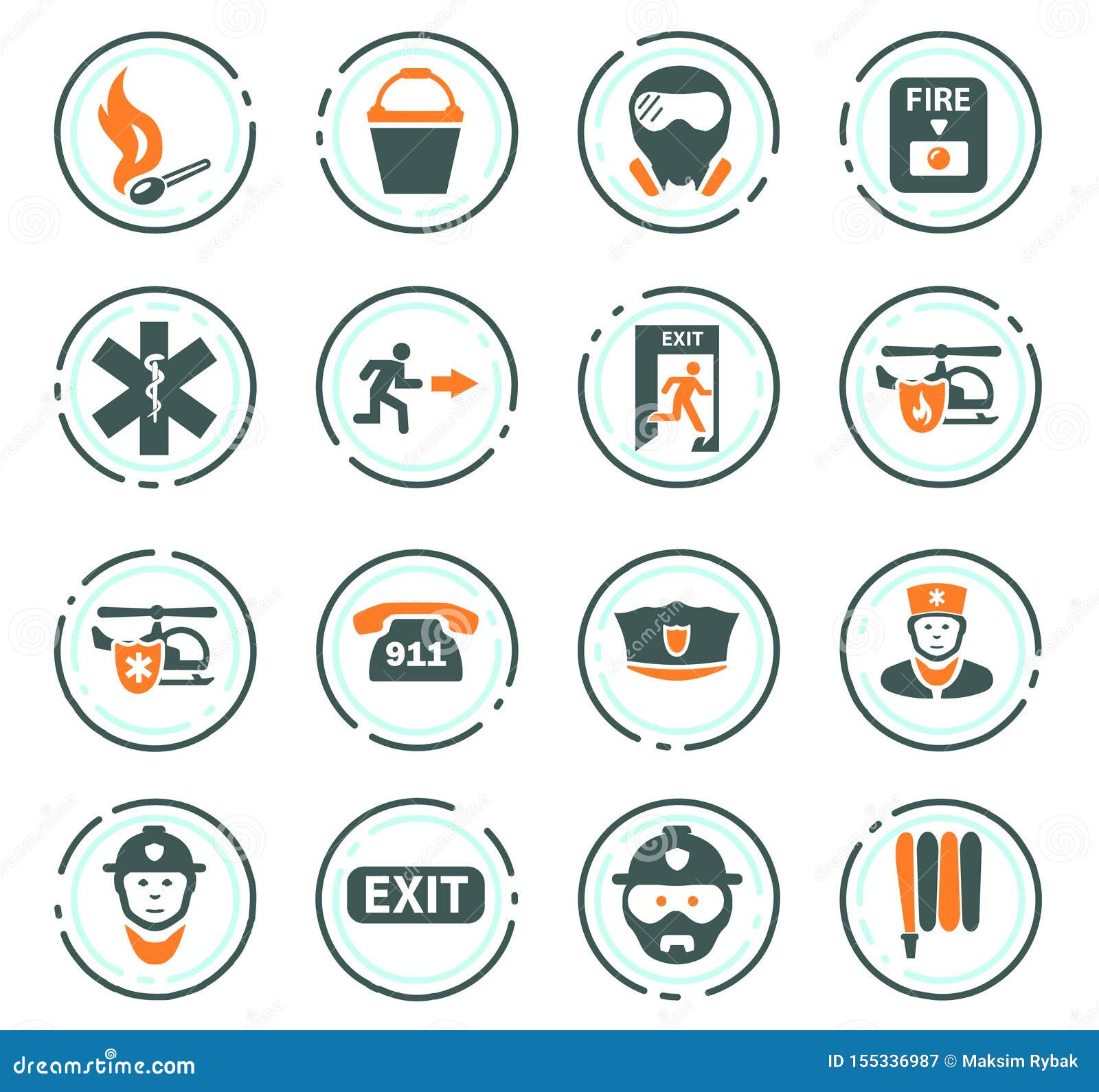 Emergency icons set stock vector. Illustration of emergency - 155336987