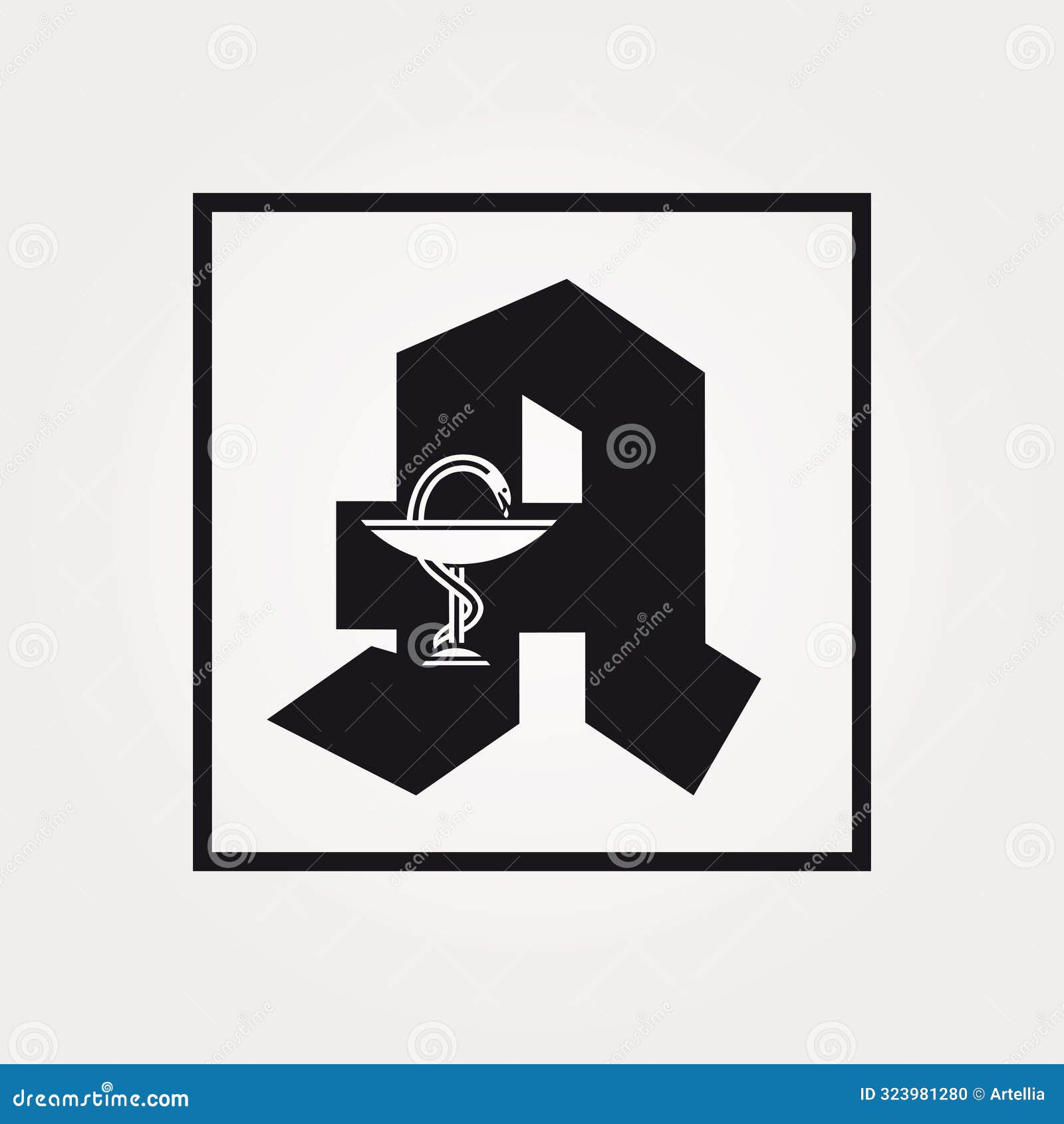 German Pharmacy Icon with Caduceus Symbol in Black and White - Letter a ...