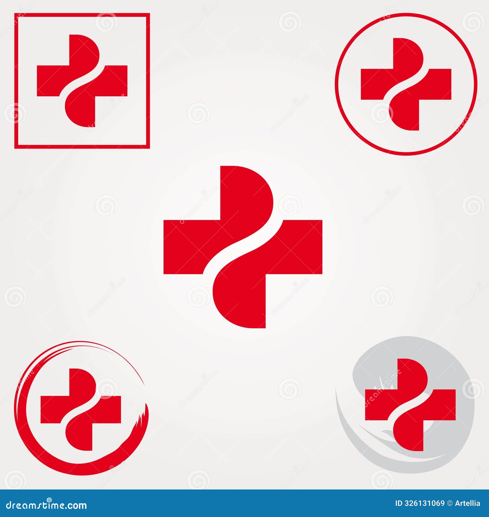 Set of Swiss Pharmacy Icons with Caduceus Symbol in Red Colors - Cross ...