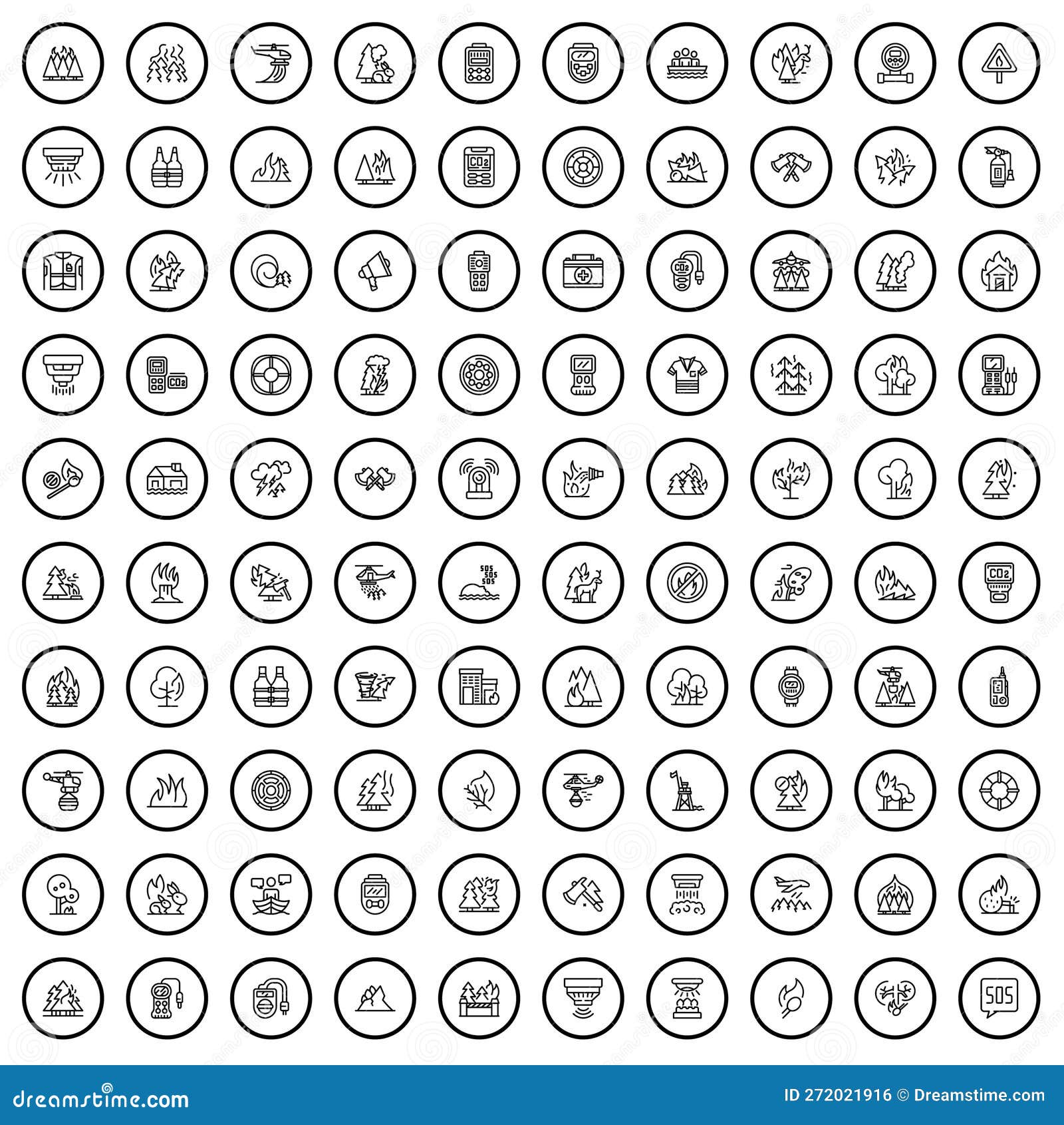 100 Emergency Icons Set, Outline Style Stock Vector - Illustration of ...