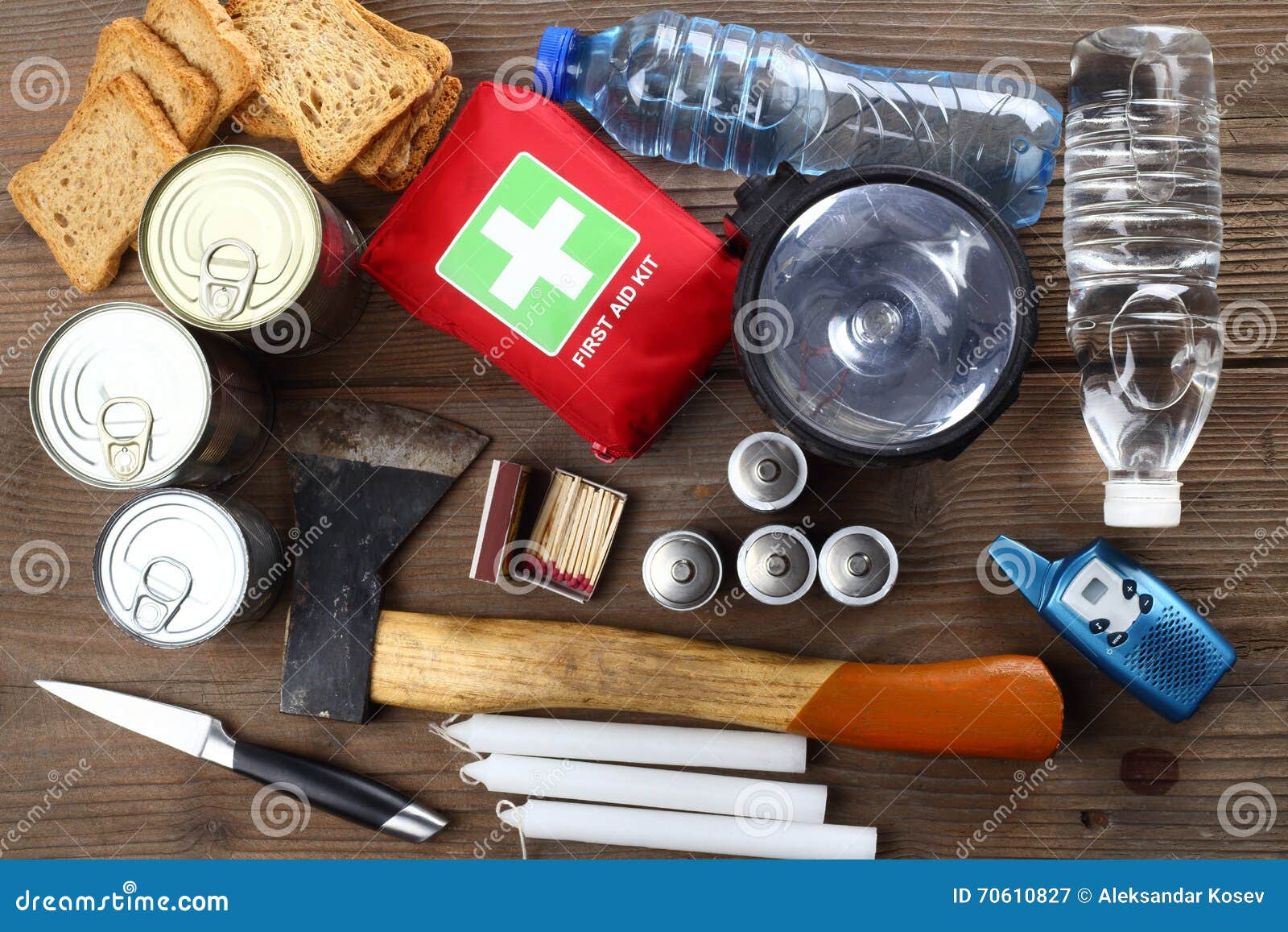 Emergency Items close up stock image. Image of preparation - 70610827