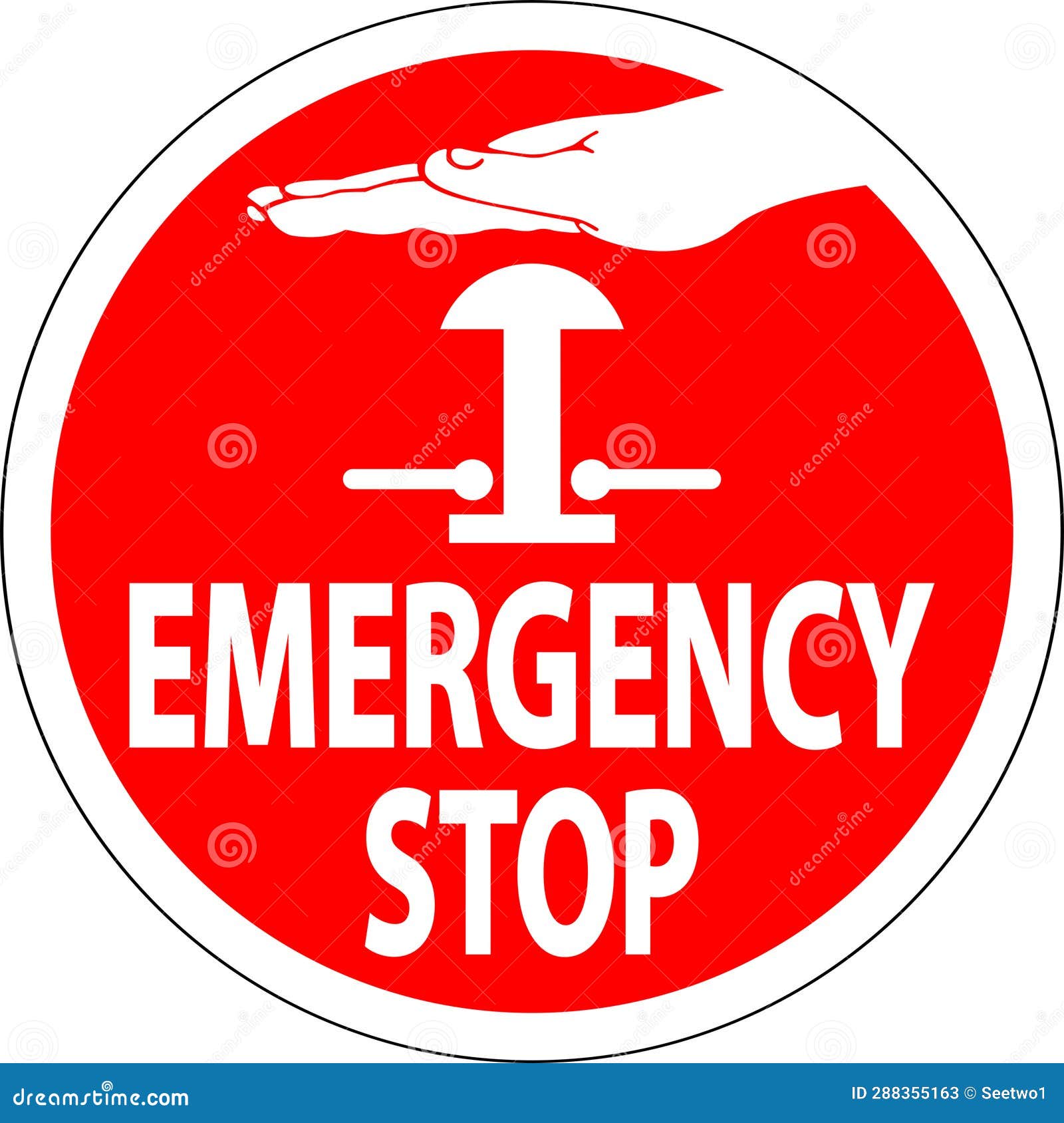 Emergency Label Emergency Stop Stock Vector - Illustration of push ...