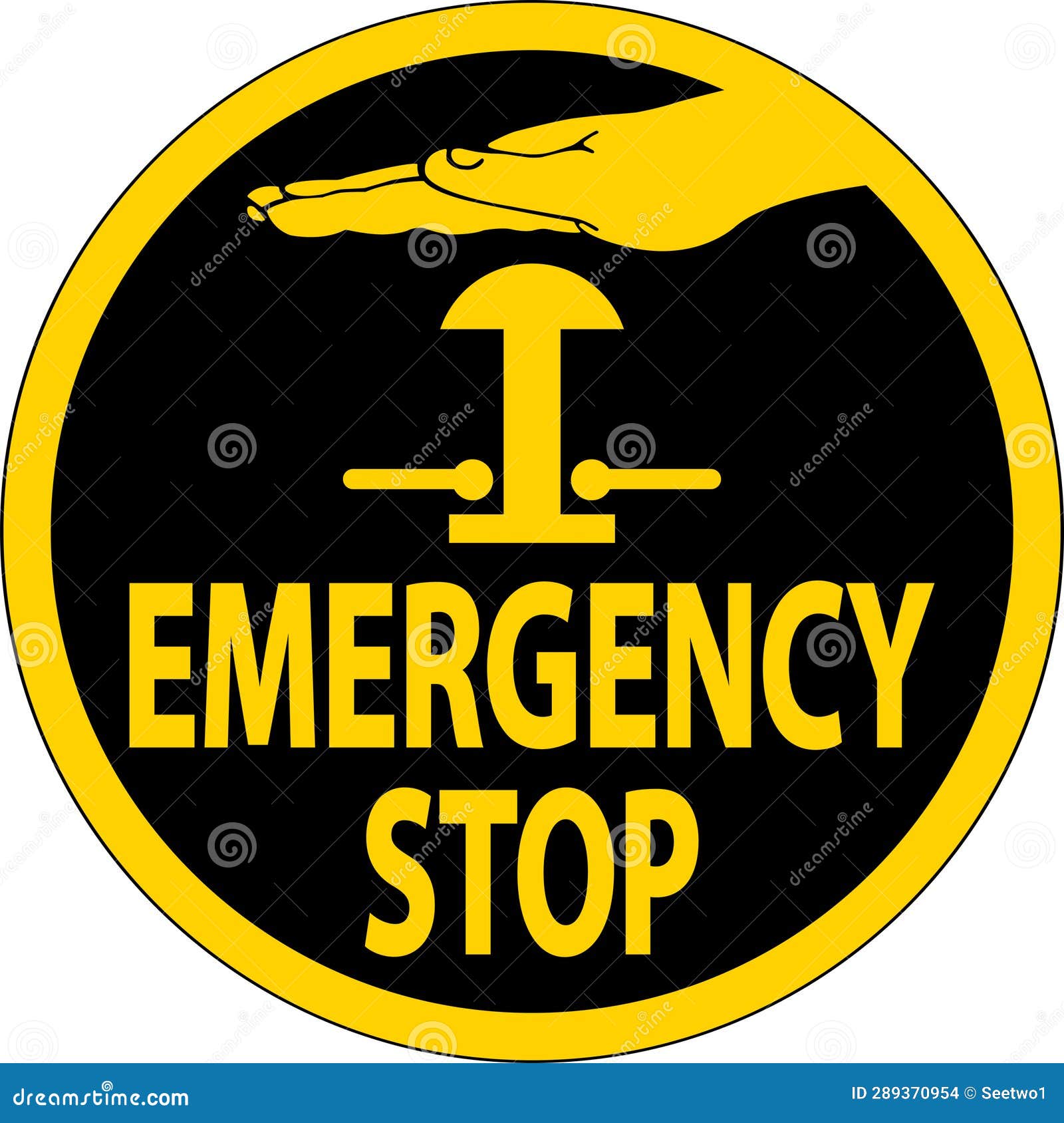 Emergency Label Emergency Stop Stock Vector - Illustration of pictogram ...