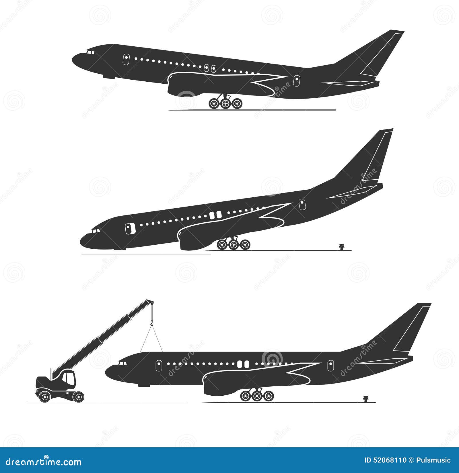 Emergency landing stock vector. Illustration of silhouette - 52068110