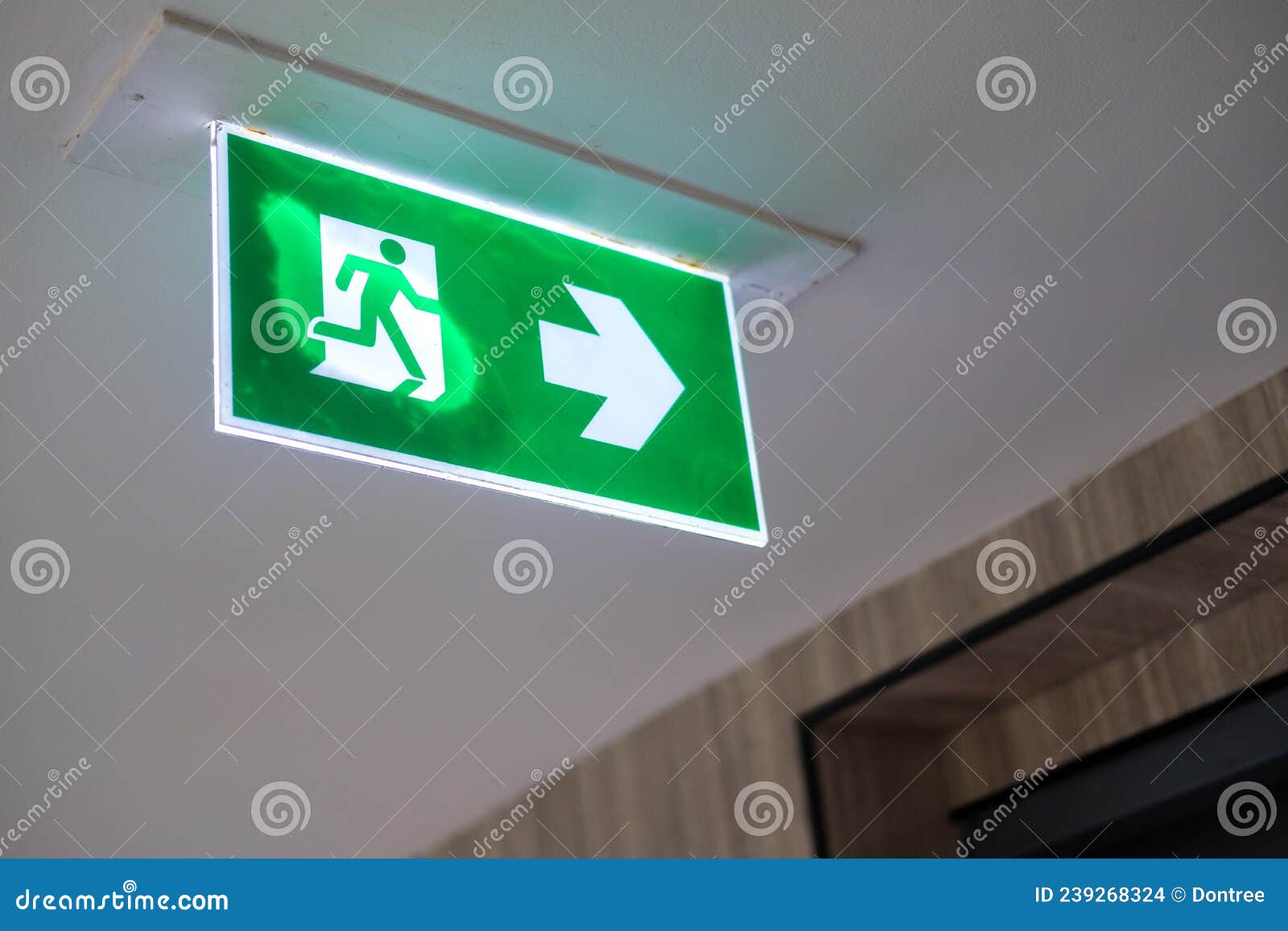 Emergency Light and Emergency Fire Exit Sign Hanging Ceiling Stock ...