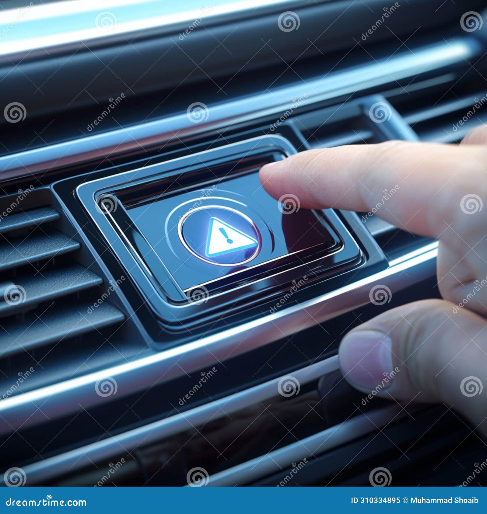 Emergency Light and Hazard Warning Button Pressed in Car Stock ...