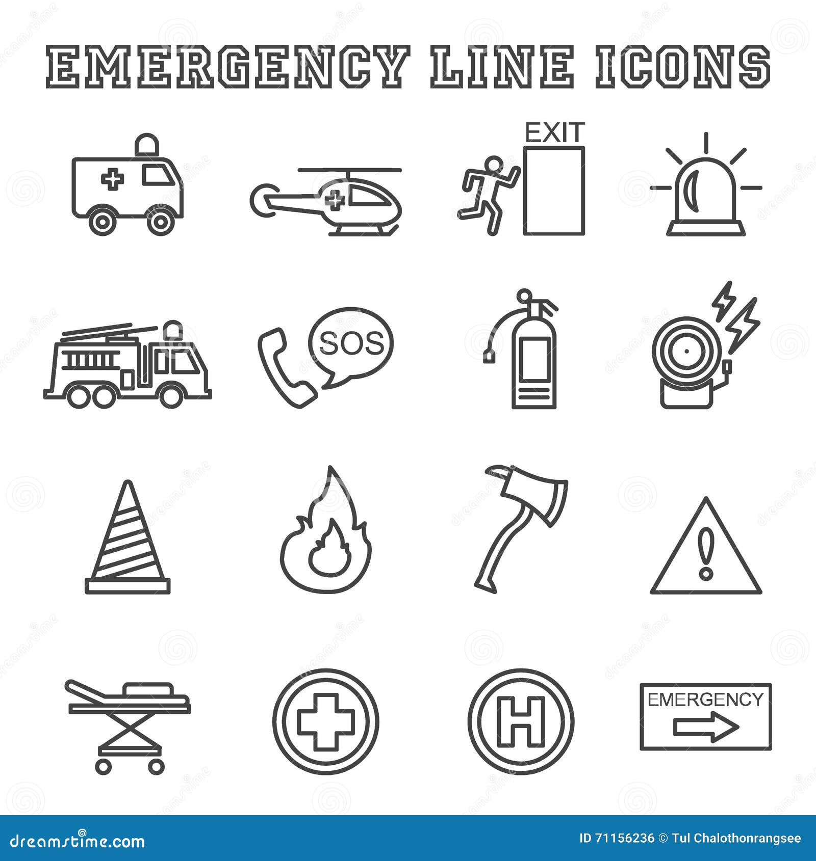 Emergency line icons stock vector. Illustration of cone - 71156236