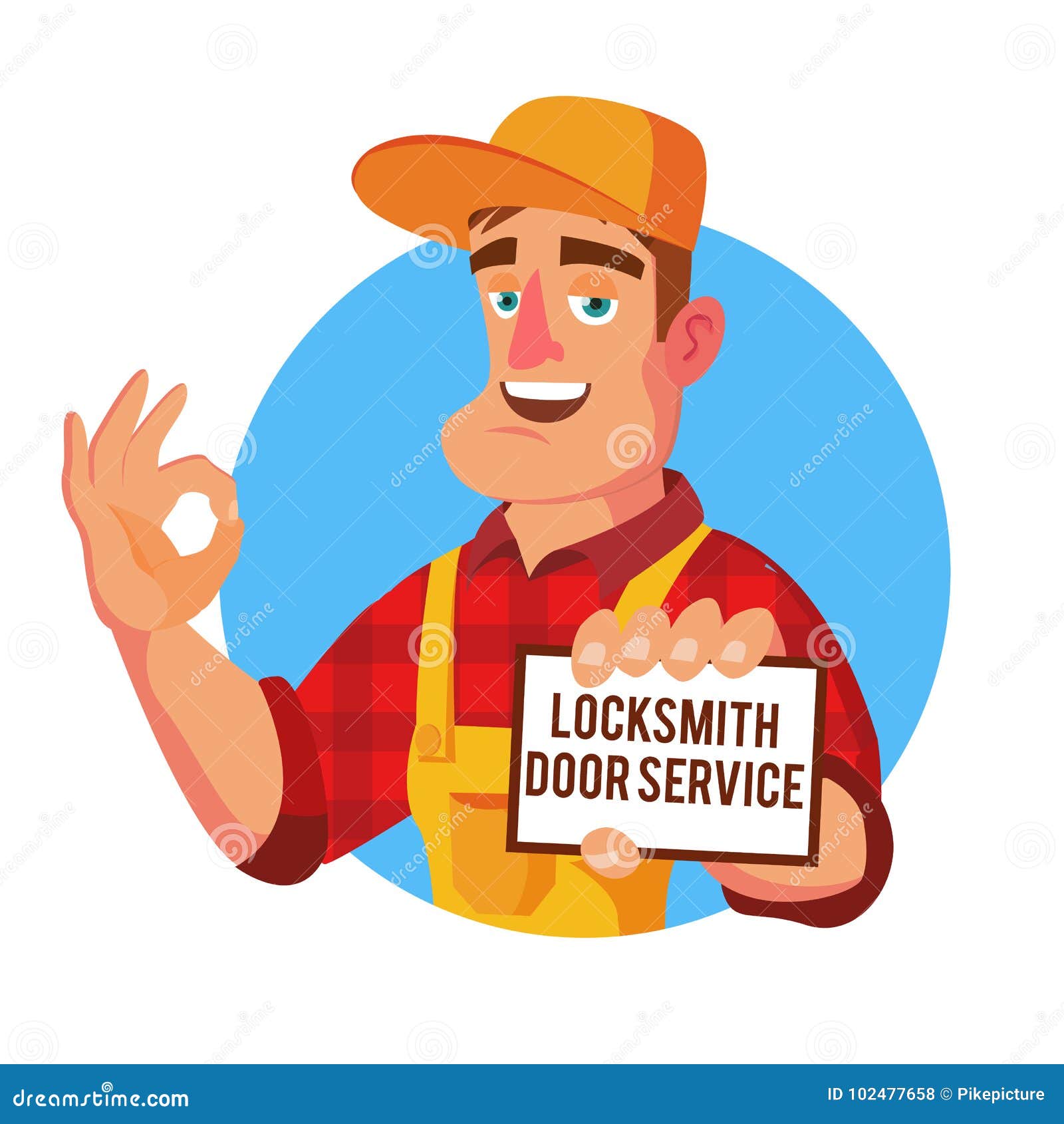 Emergency Locksmith Service Vector. Professional Locksmith Mechanic ...