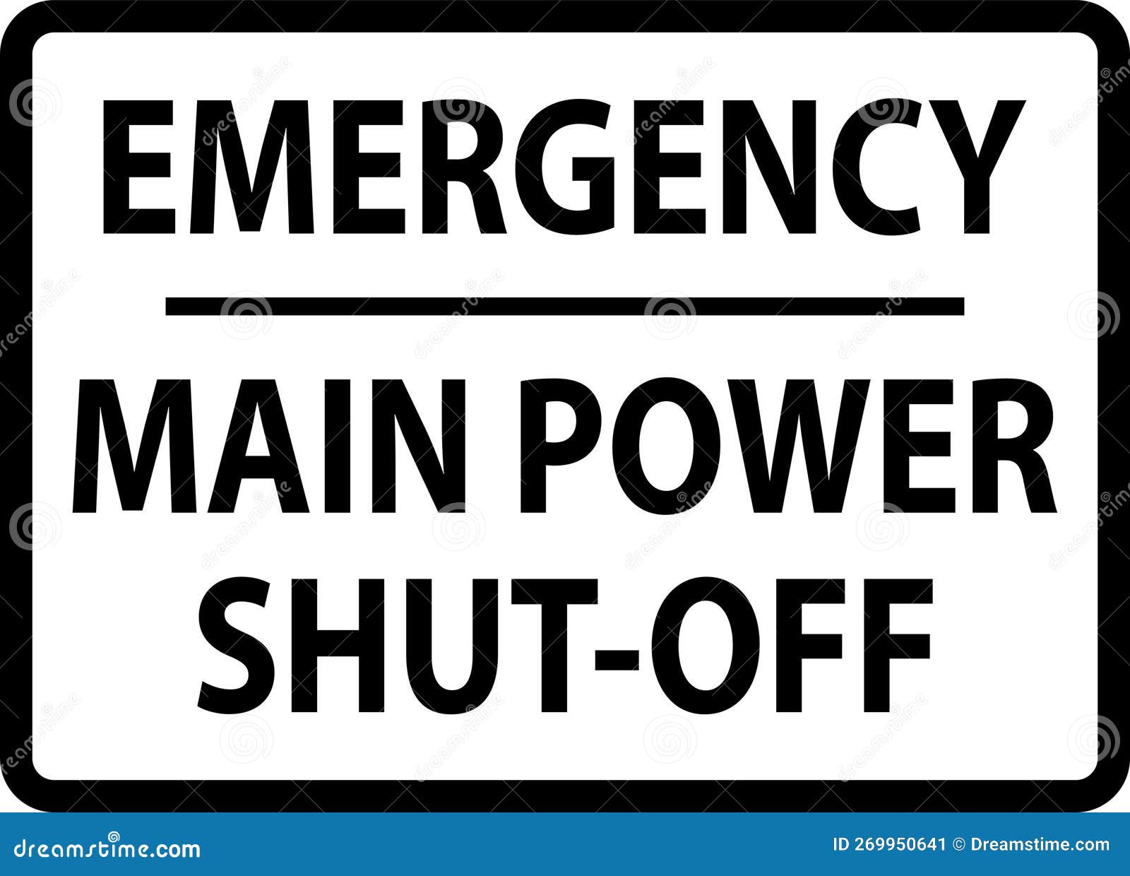 Emergency Main Power Shut-Off Sign on White Background Stock Vector ...