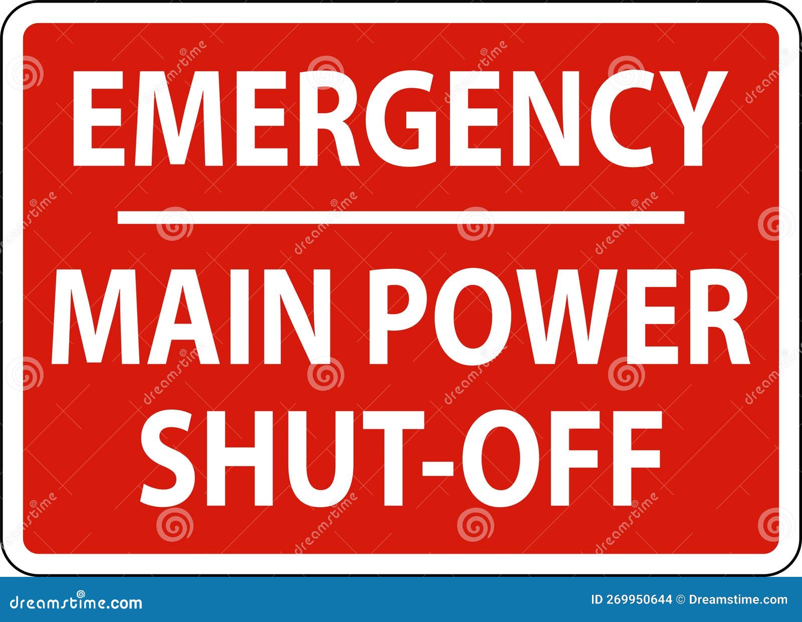 Emergency Main Power Shut-Off Sign on White Background Stock Vector ...