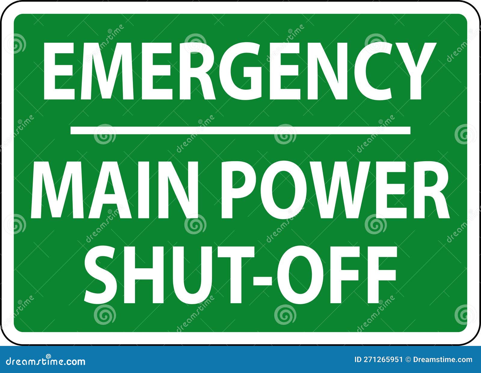 Emergency Main Power Shut-Off Sign on White Background Stock Vector ...