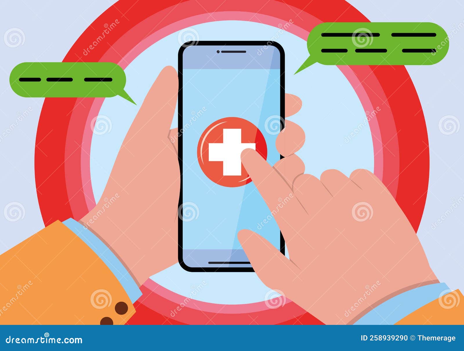 Emergency Medical Call in Phone Withe Chat Stock Vector - Illustration ...