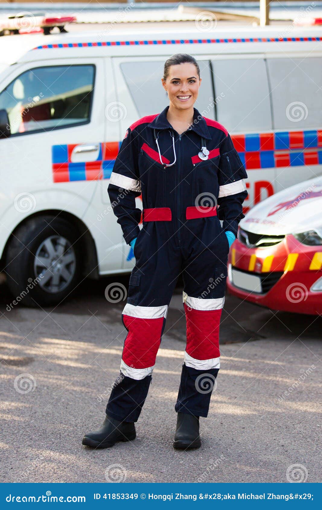 Emergency Medical Service Worker Stock Image - Image of outdoors ...