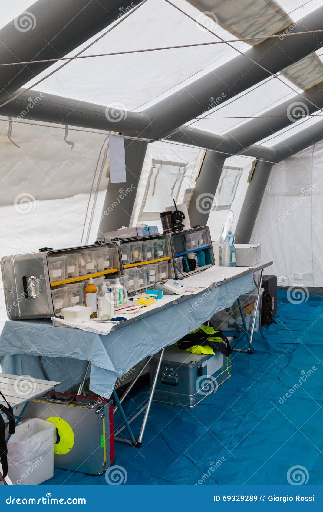 Emergency Medication And Equipment Inside Temporary Rescue Control ...