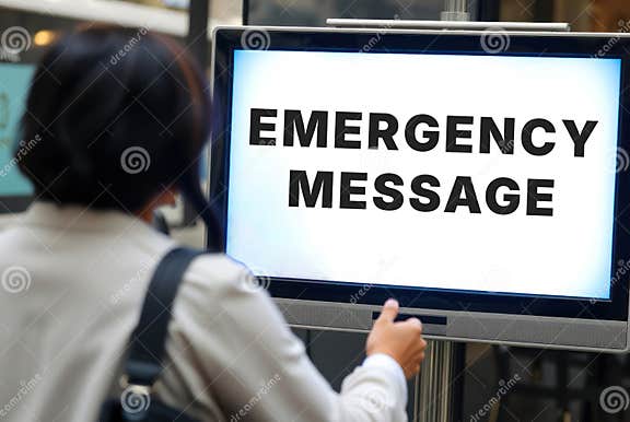 EMERGENCY MESSAGE Word Text on Tv Screen Stock Illustration ...