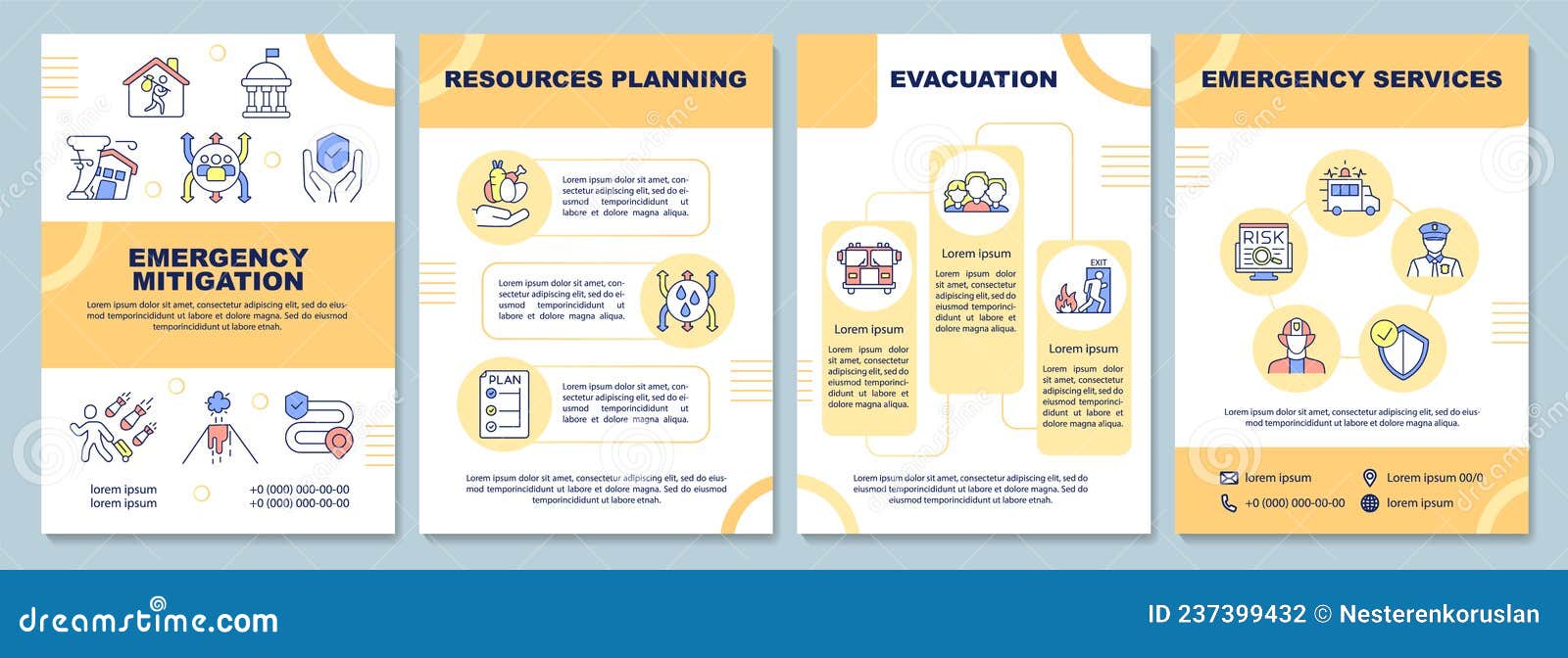 Emergency Mitigation Brochure Template Stock Vector - Illustration of ...