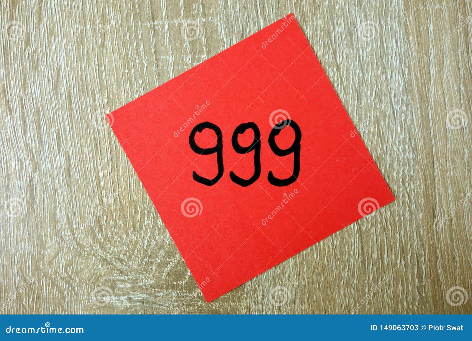 Emergency Number 999 Written On A Red Sticker Stock Image - Image of ...