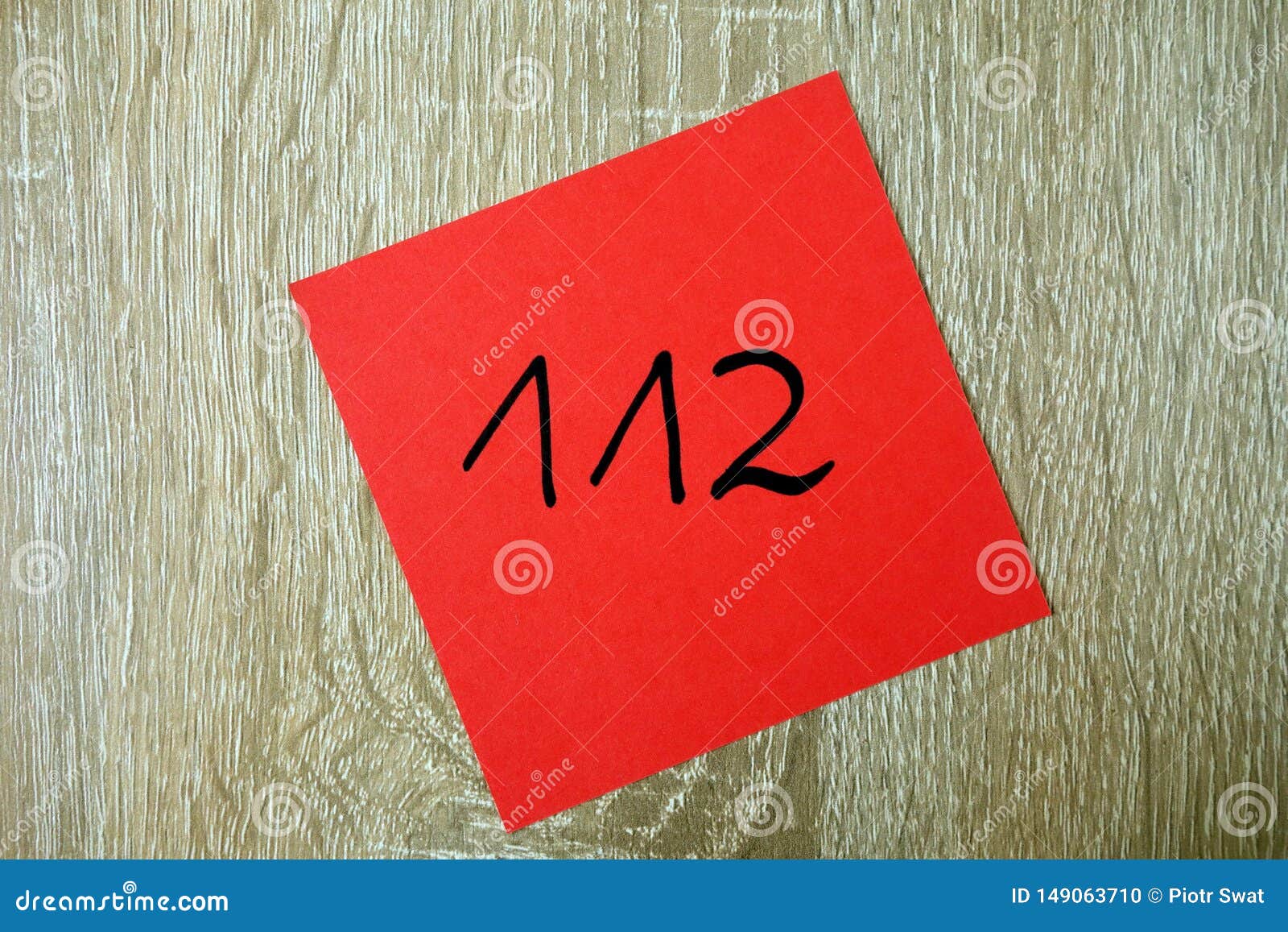 Emergency Number 112 Written on Small Red Sticker Stock Photo - Image ...