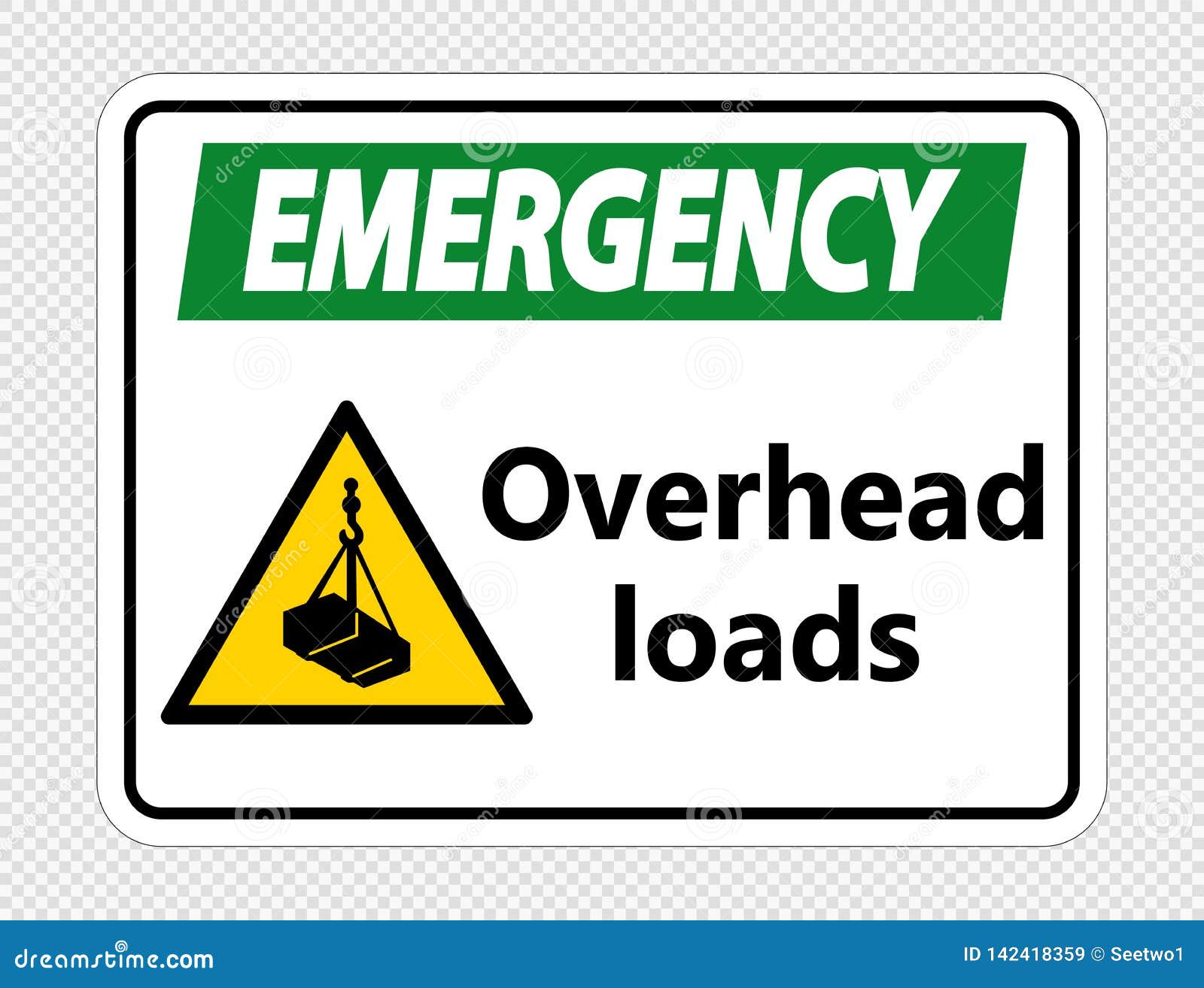 Symbol Emergency Overhead Loads Sign on Transparent Background Stock ...