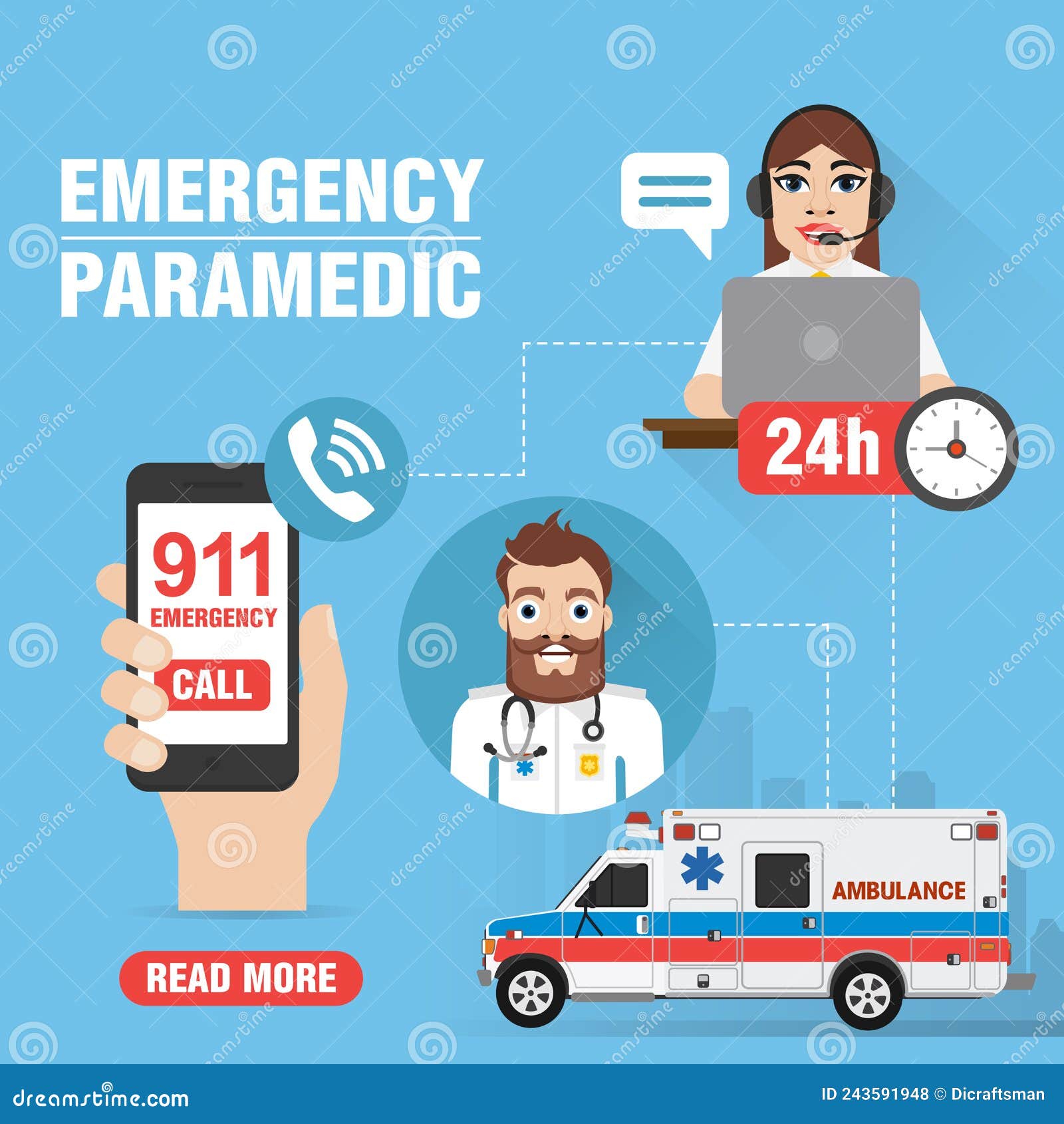Emergency, Paramedic Concept Design Flat, 911 Stock Vector ...