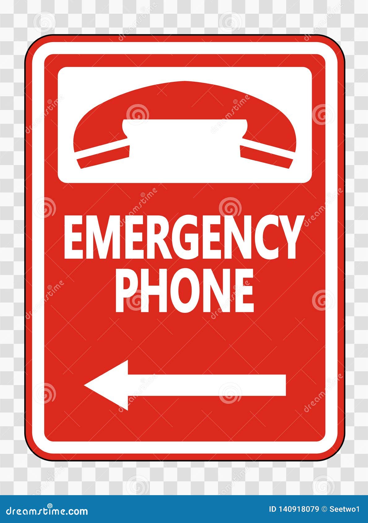 Symbol Emergency Phone (Left Arrow) Sign on Transparent Background ...