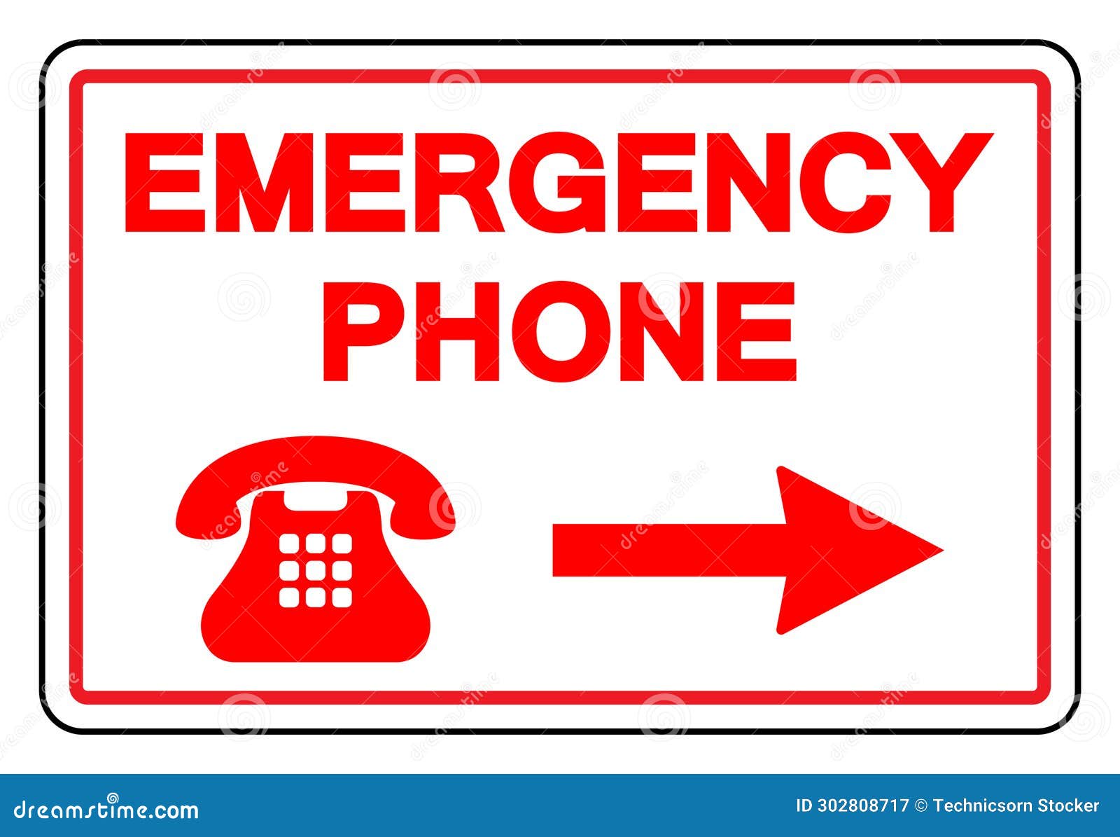 Emergency Phone Right Arrow Symbol Sign, Vector Illustration, Isolate ...