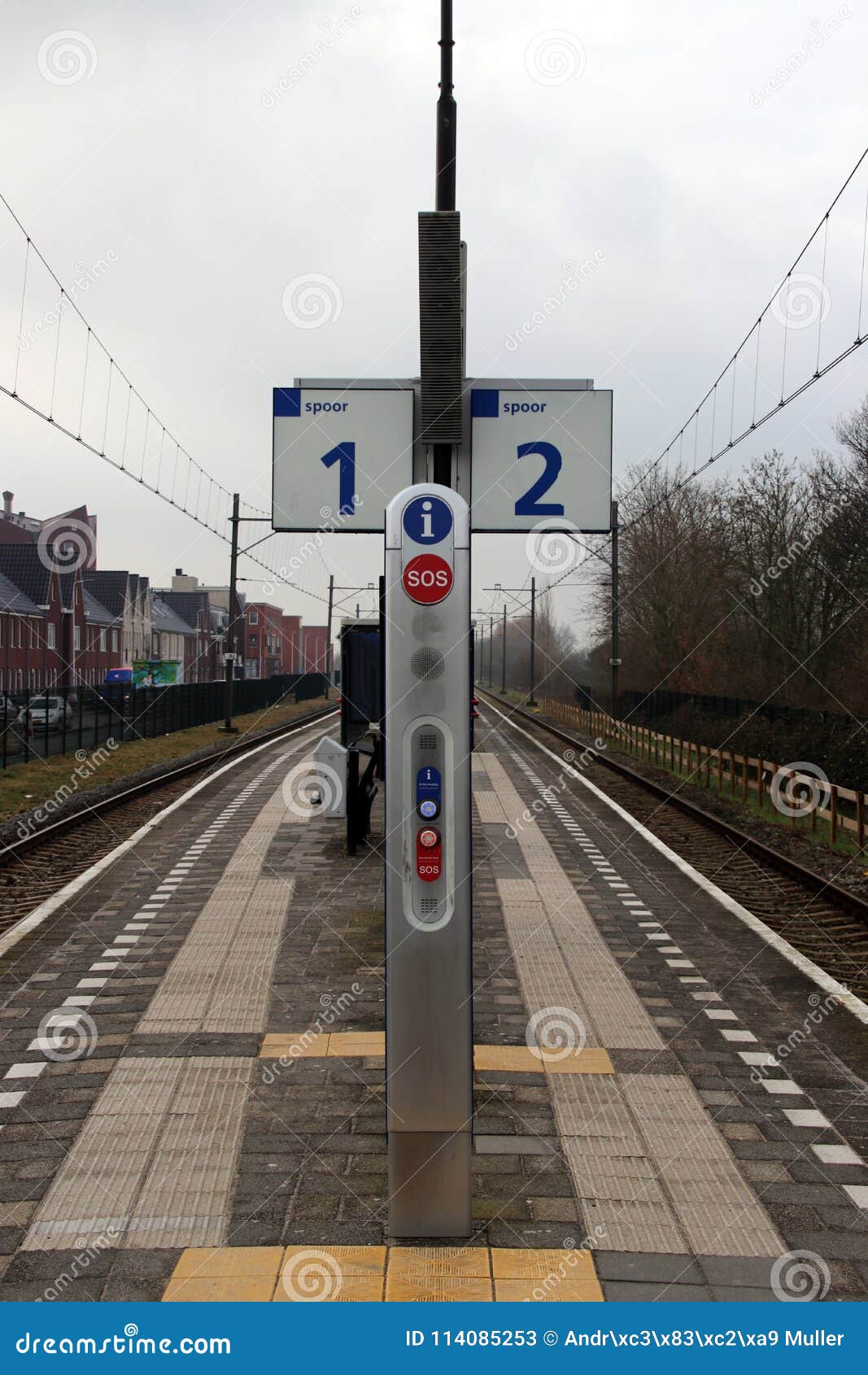 Emergency Pole in the Middle of 2 Platforms on the Station of Wa Stock ...