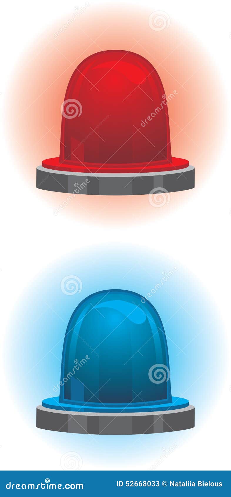 Police Car Light Siren In Night Front View. Patrol Cop Emergency Police ...