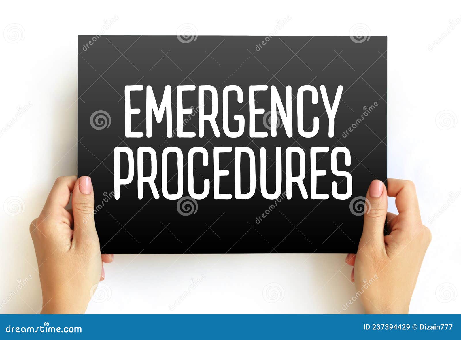 Emergency Procedures Text on Card, Concept Background Stock Image ...