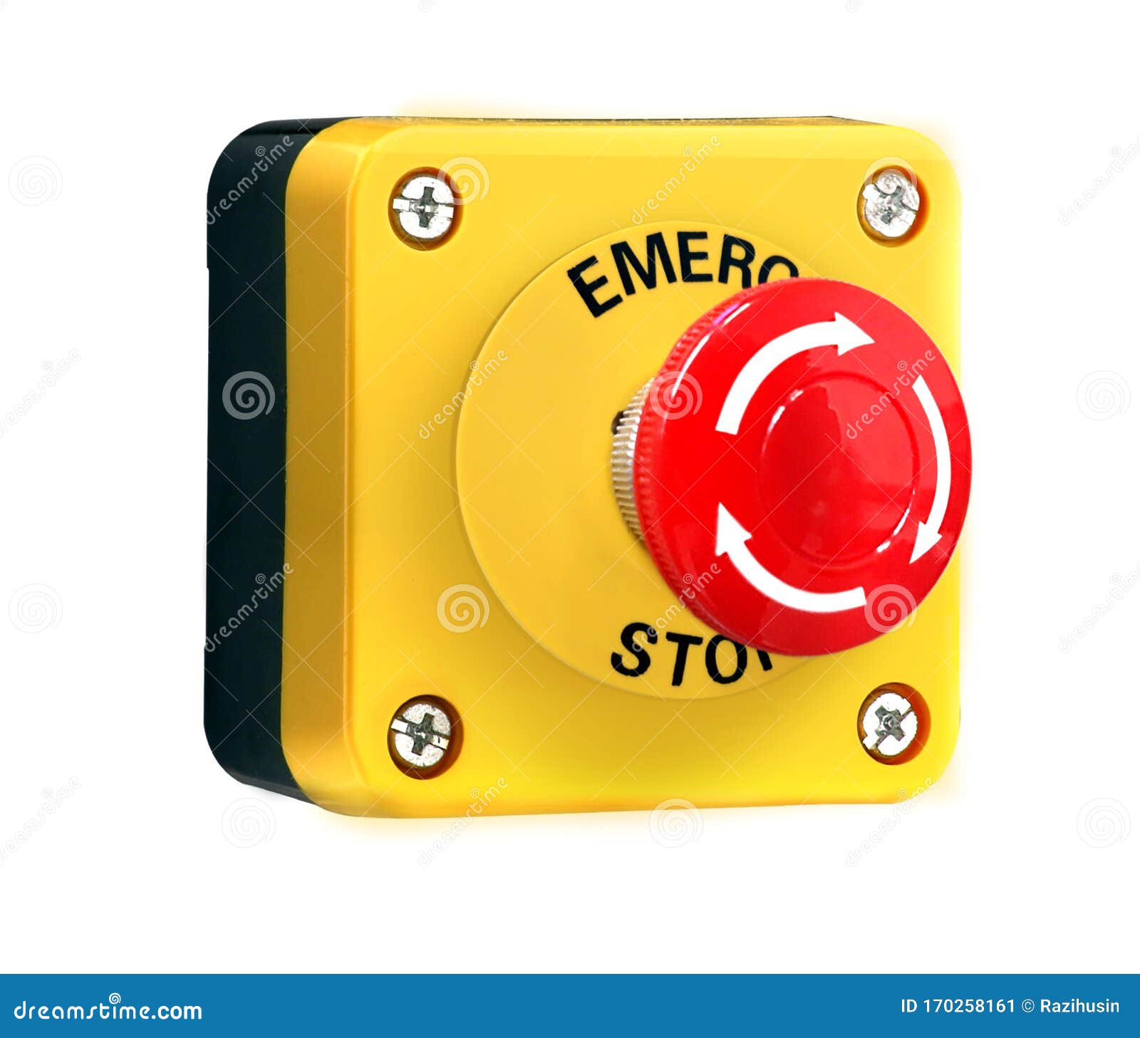 Emergency Push Stop Buttom And Selector Switch On Cablinet Stock ...