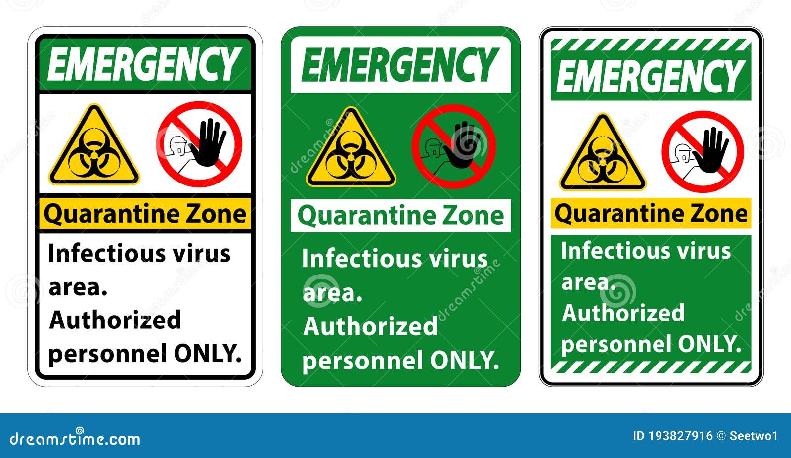 Emergency Quarantine Infectious Virus Area Sign on White Background ...