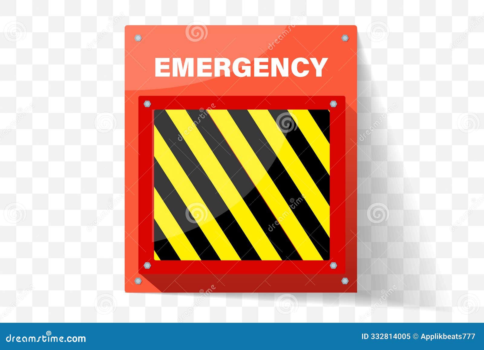 Emergency Red Box with Shadow on a Transparent Background Stock Vector ...