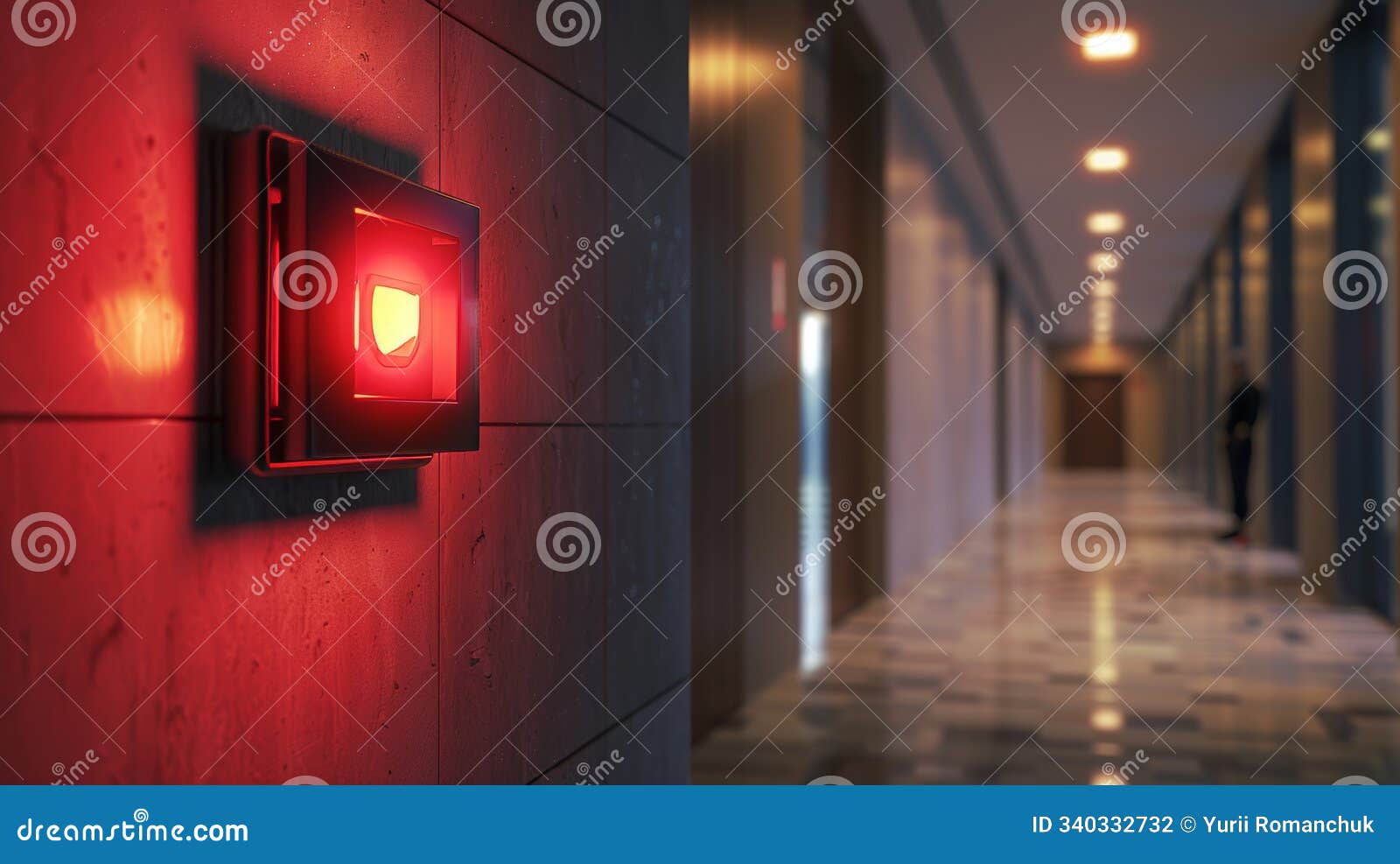 Emergency Red Light Exit Alarm on Wall a Vital Safety Signal for Fire ...