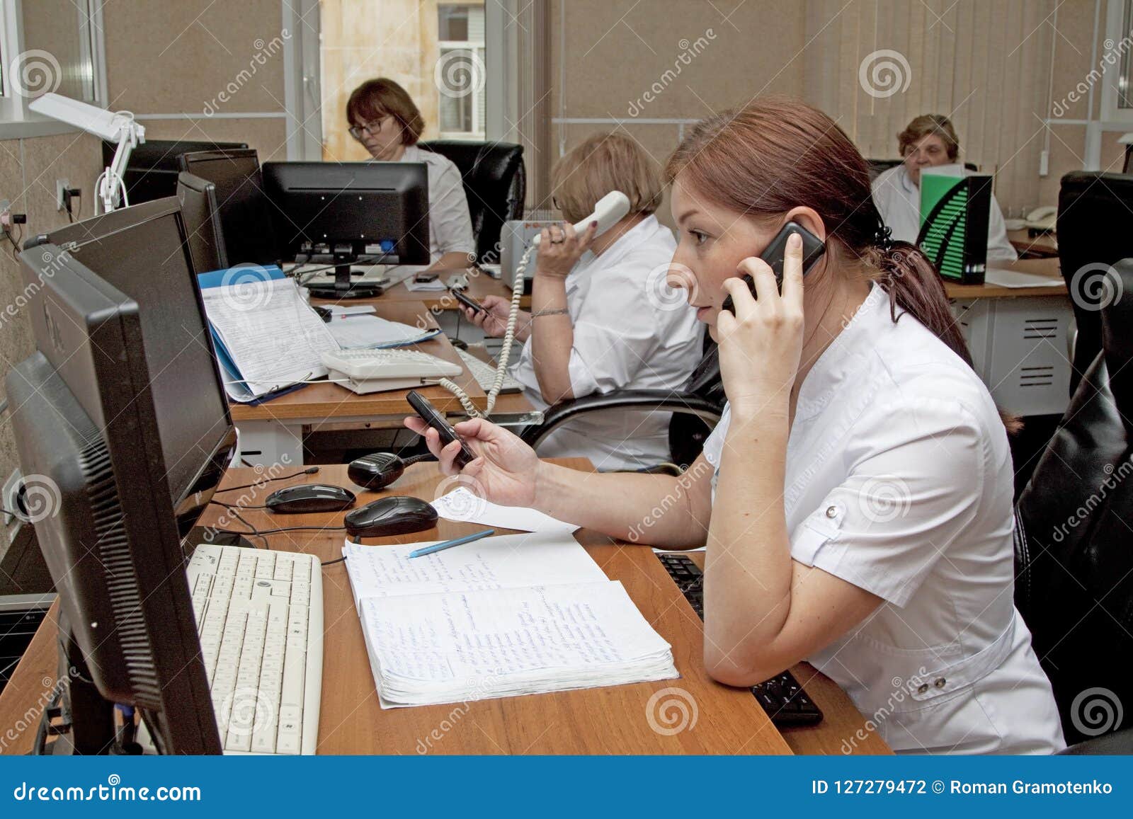 Emergency Rescue Service Dispatcher in the Control Room Editorial ...