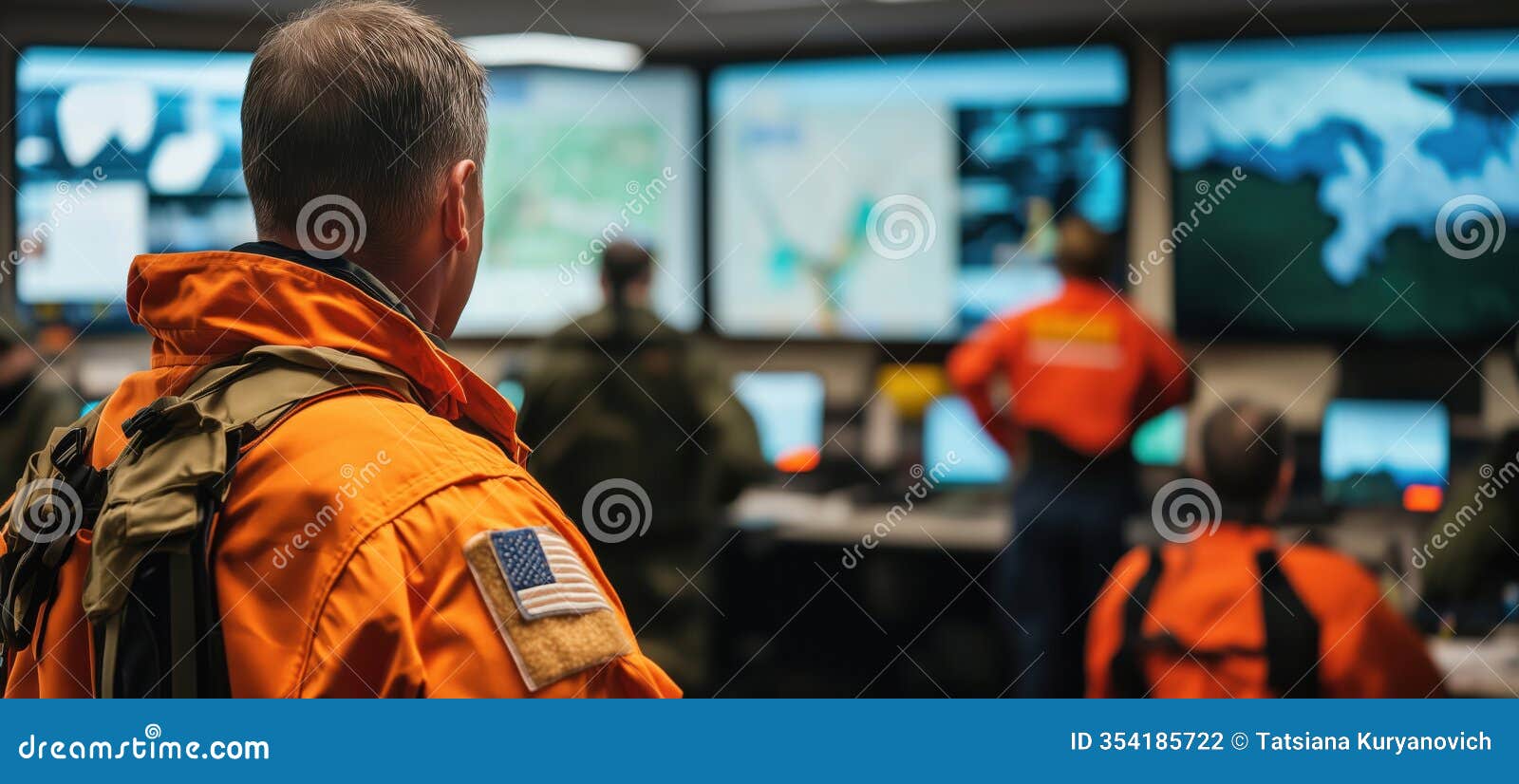 Emergency Response Team Monitoring Operations in Control Room with ...