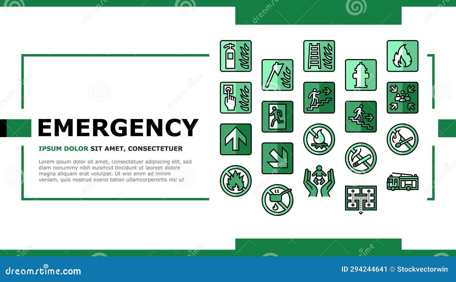Emergency Safety Security Danger Landing Header Vector Stock Vector ...