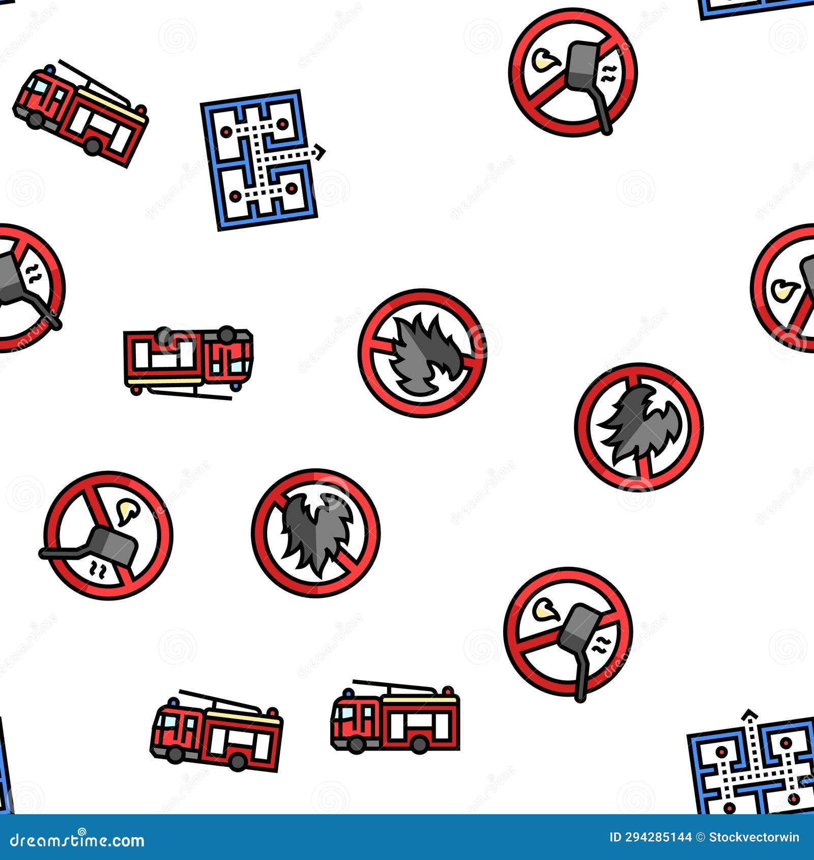 Emergency Safety Security Danger Vector Seamless Pattern Stock Vector ...