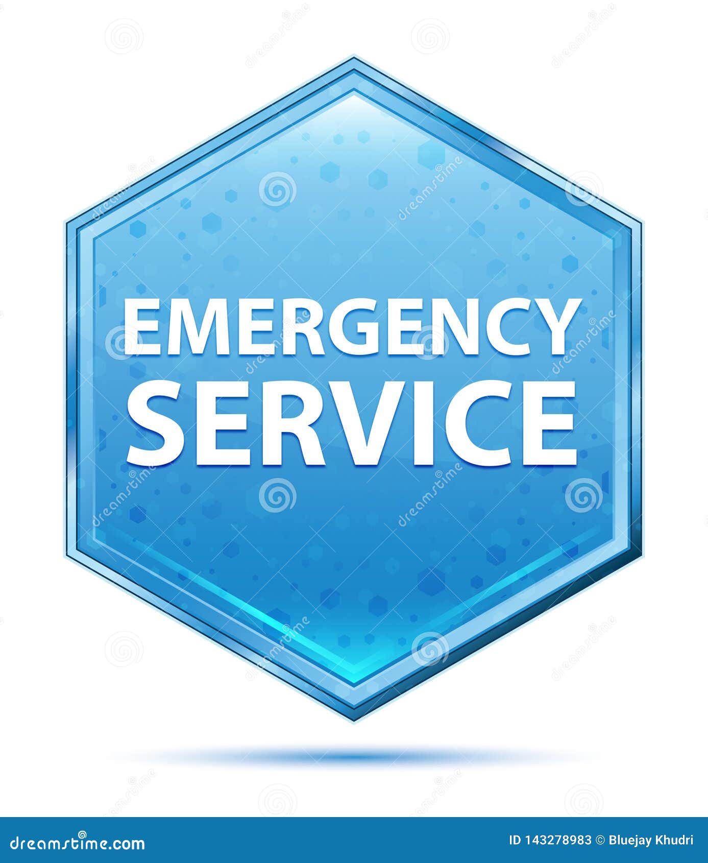 Emergency Service Crystal Blue Hexagon Button Stock Illustration ...