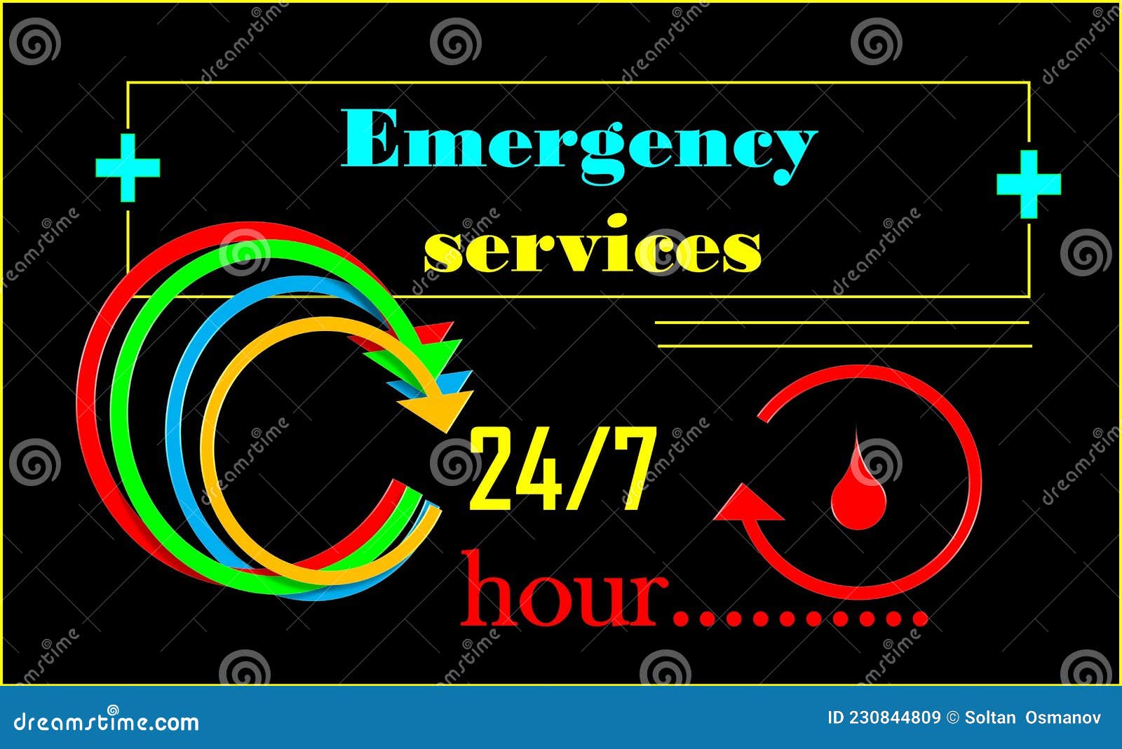 Emergency Service. Round-the-clock Customer Service Stock Illustration ...