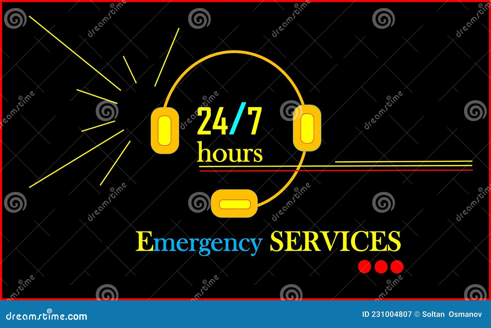 Emergency Service. Round-the-clock Customer Service Stock Illustration ...