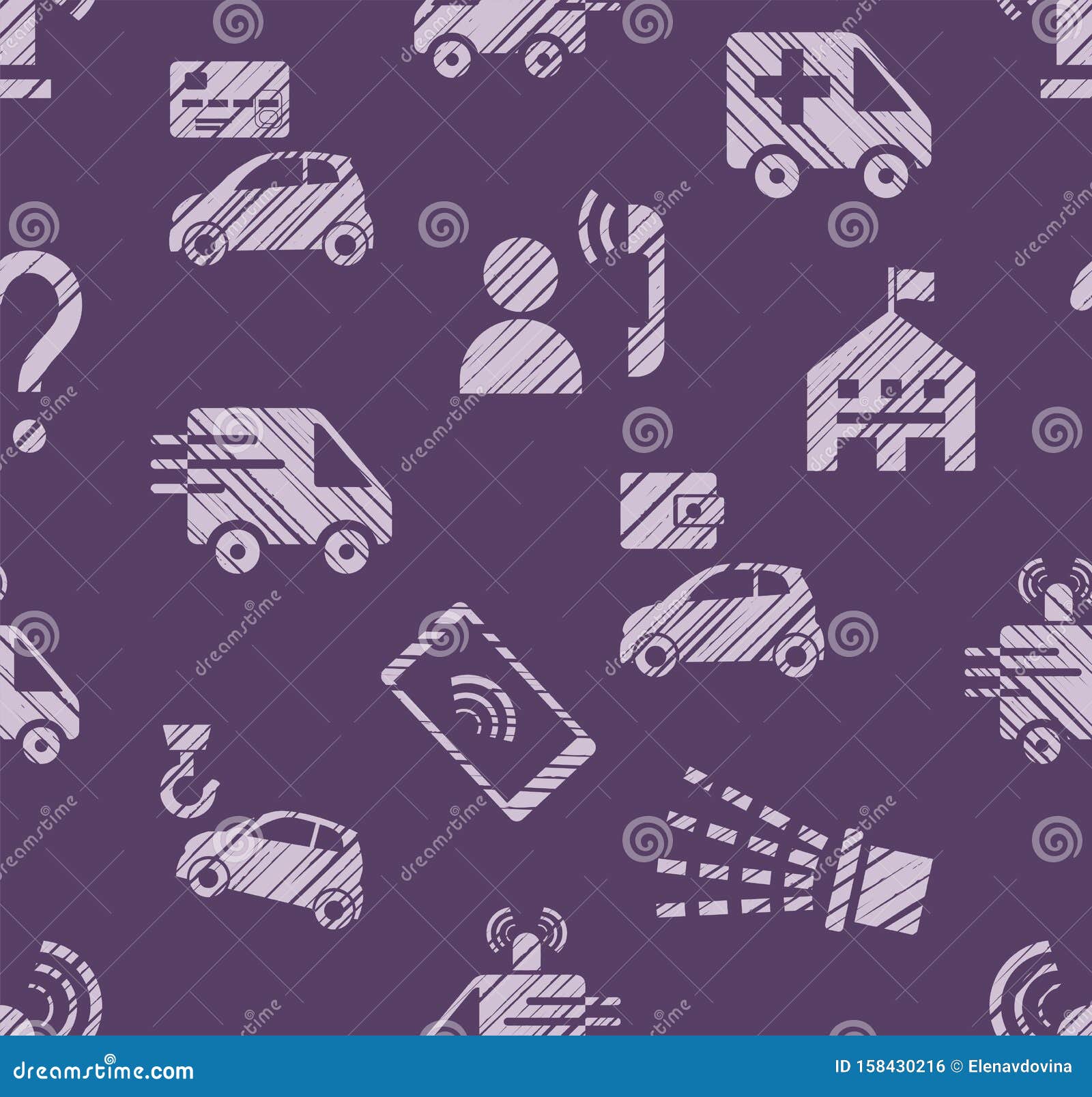 Emergency Service, Seamless Pattern, Color, Hatch. Ing, Purple, Vector ...