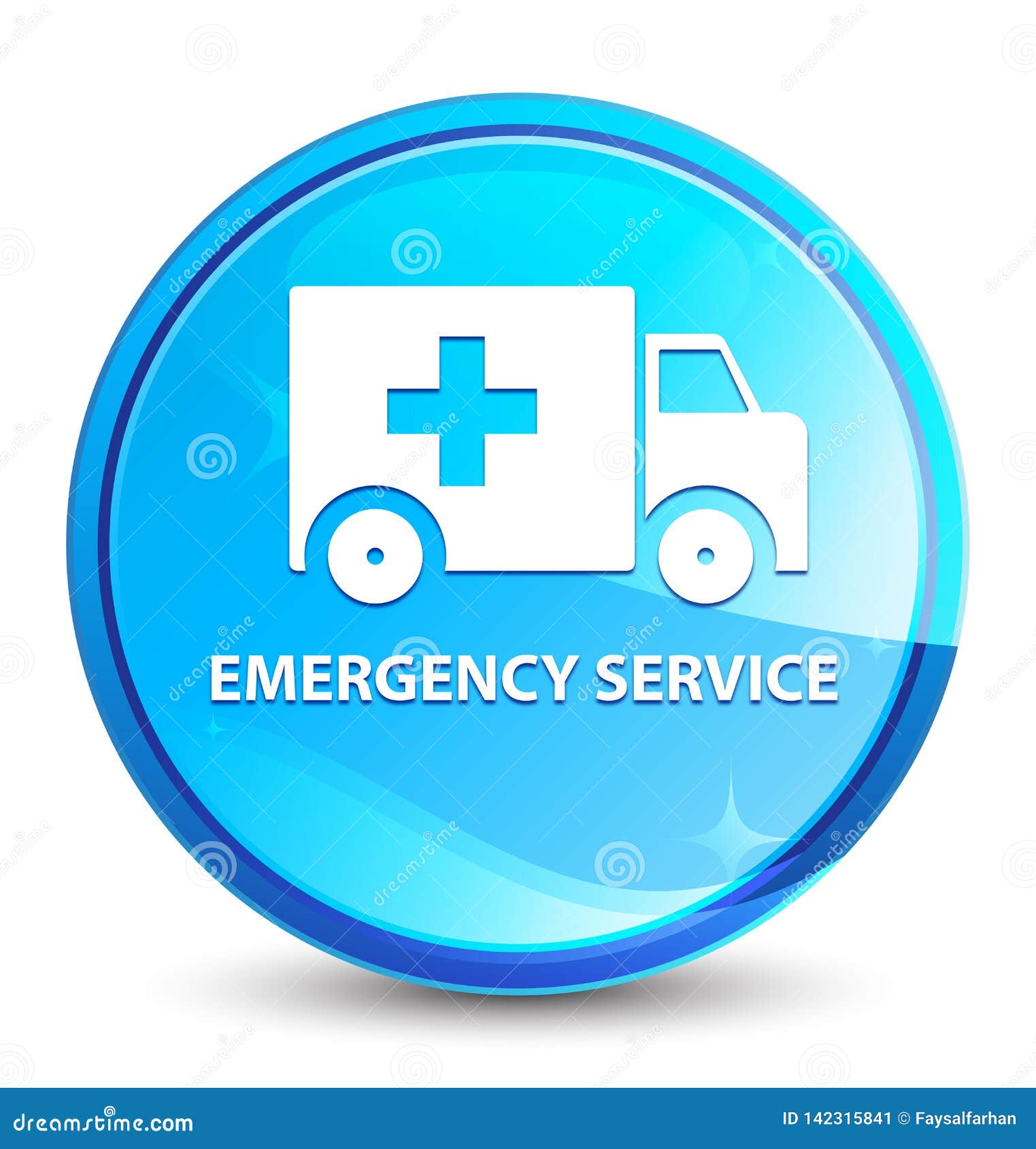 Emergency Service Splash Natural Blue Round Button Stock Vector ...